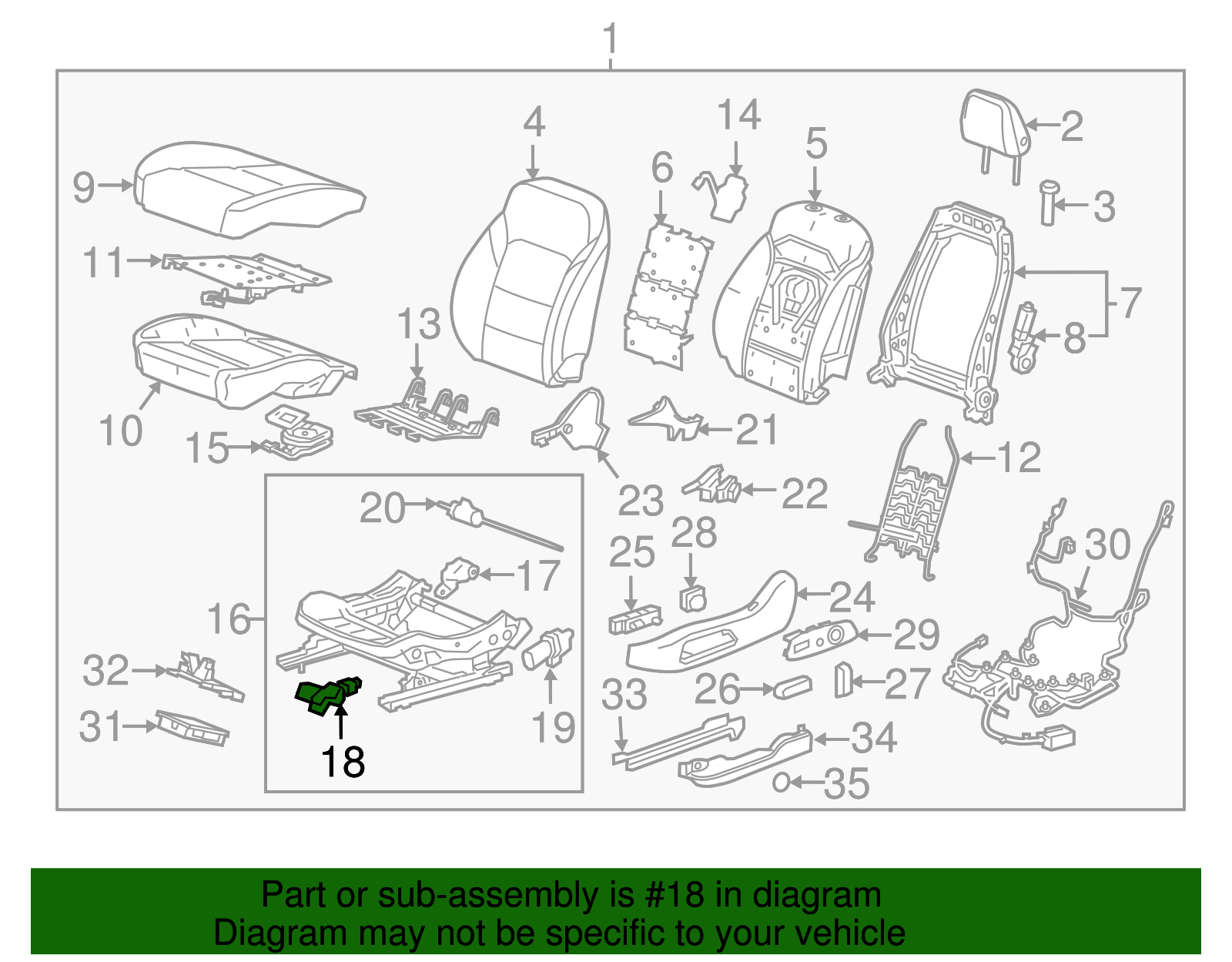 2016-2018 GM GM 13513547 Front Passenger Side Tilt Adjuster Actuator ...