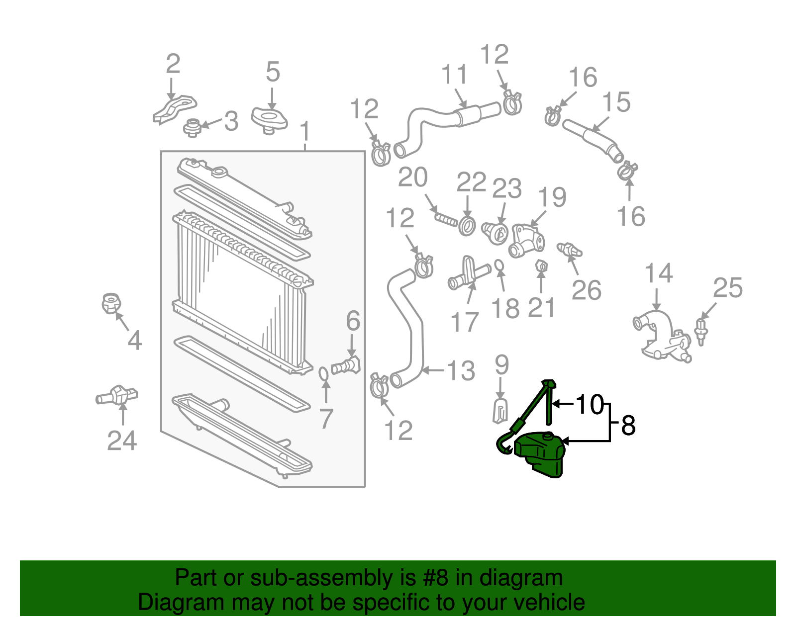 Genuine Toyota Engine Coolant Reservoir part# 16470-20100 for 2004-2007 ...