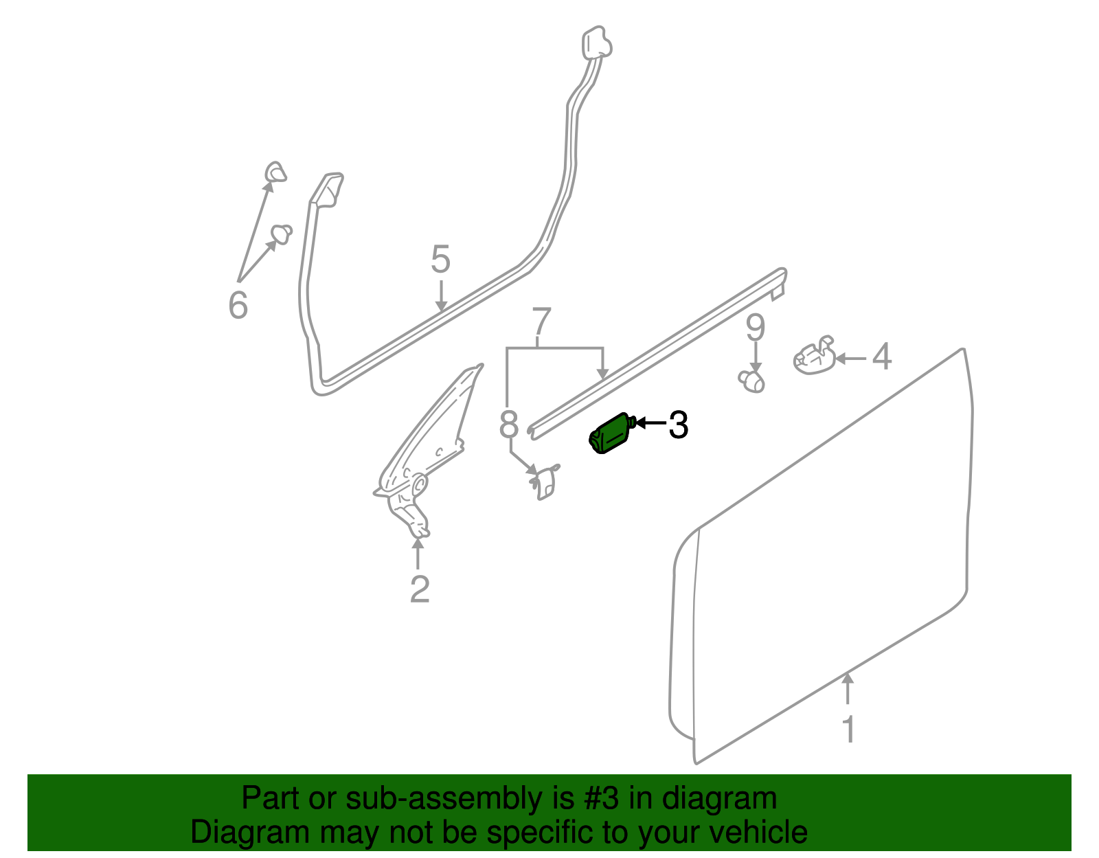 1998-2008 Subaru Belt Weather-Strip Stabilizer 61256AE010 | Subaru ...