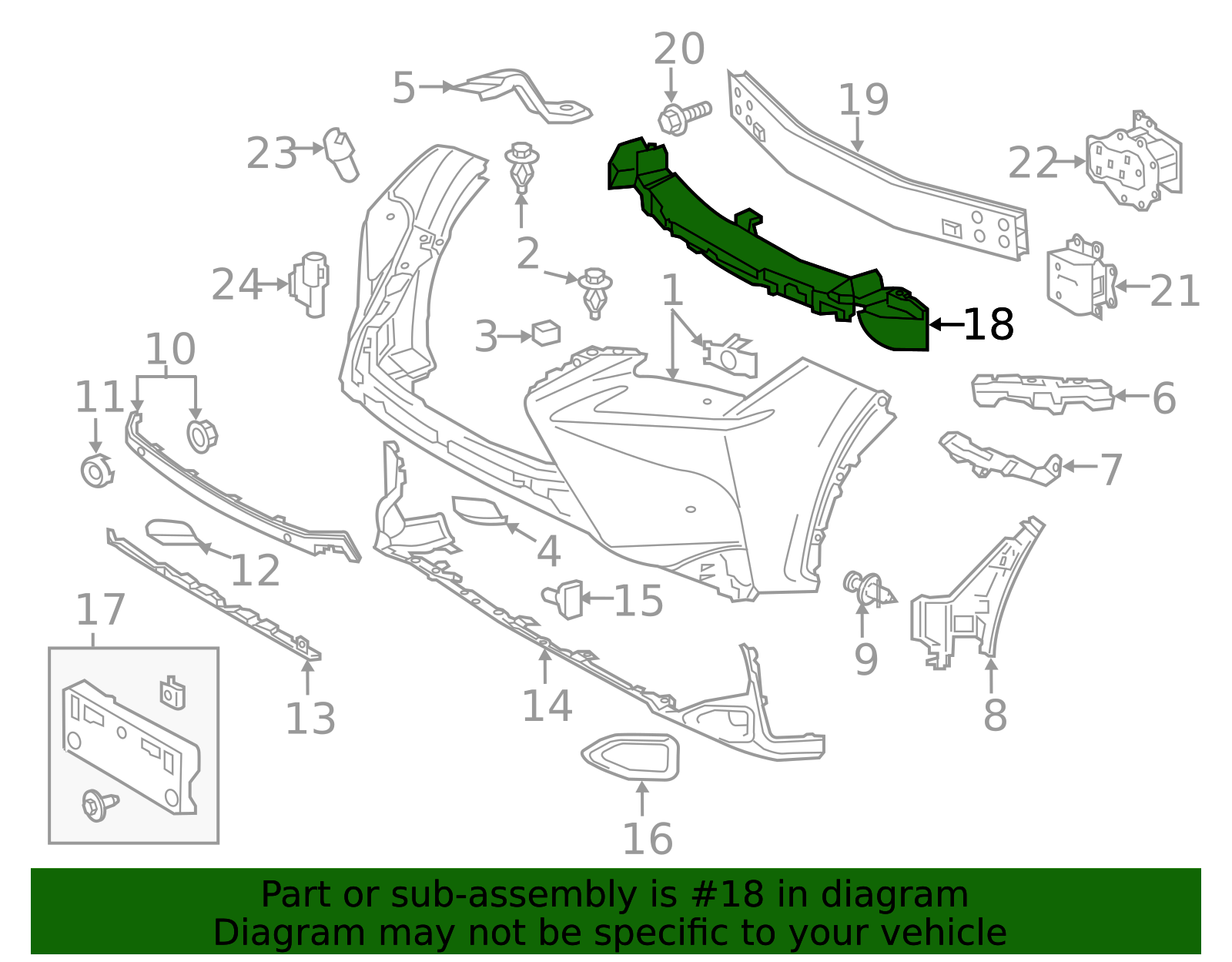2015-2017 Lexus | Energy Absorber | 52614-78020 | OEM Vehicle Parts