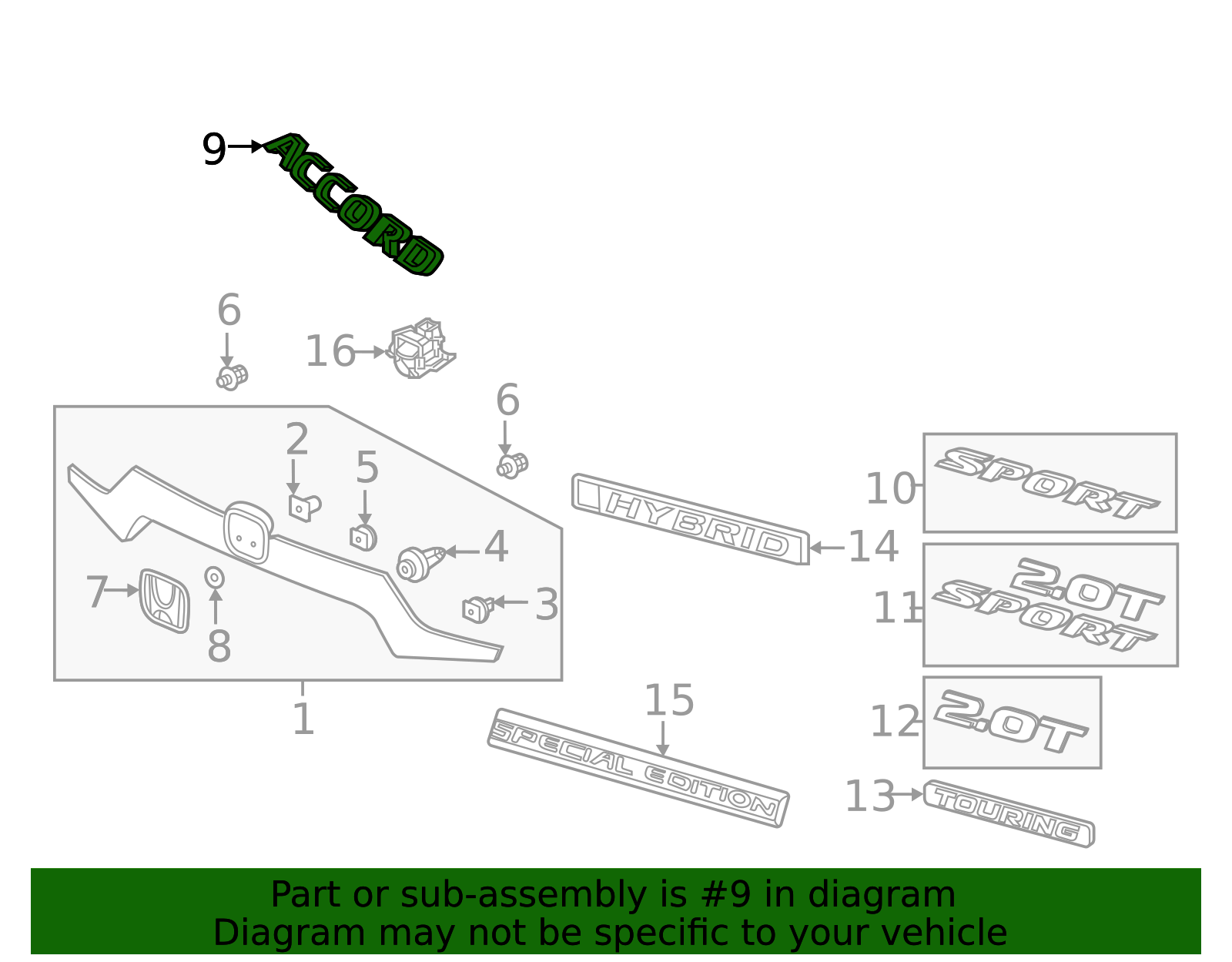 75722-TVA-A01 - Nameplate 2018-2022 Honda Accord | Honda Parts Online