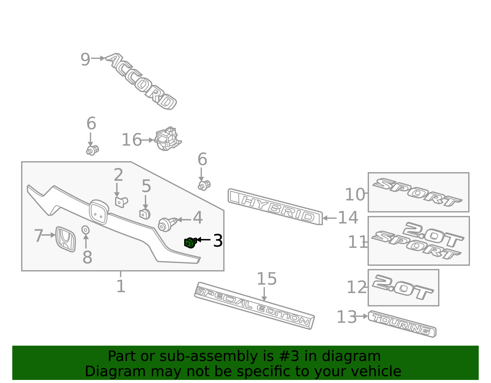 91513-T2A-003 - Finish Molding Clip 2018-2025 Honda | Honda Parts Online