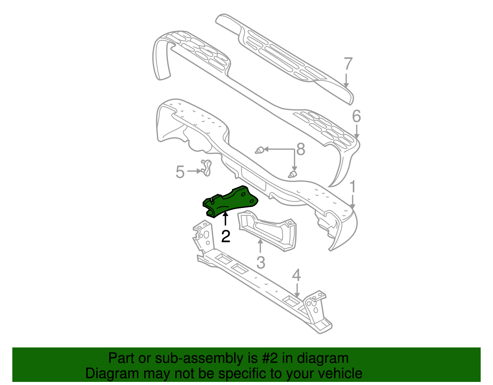 2000-2013 GM Passenger Side Rear Bumper Impact Bar Bracket 15008432 ...