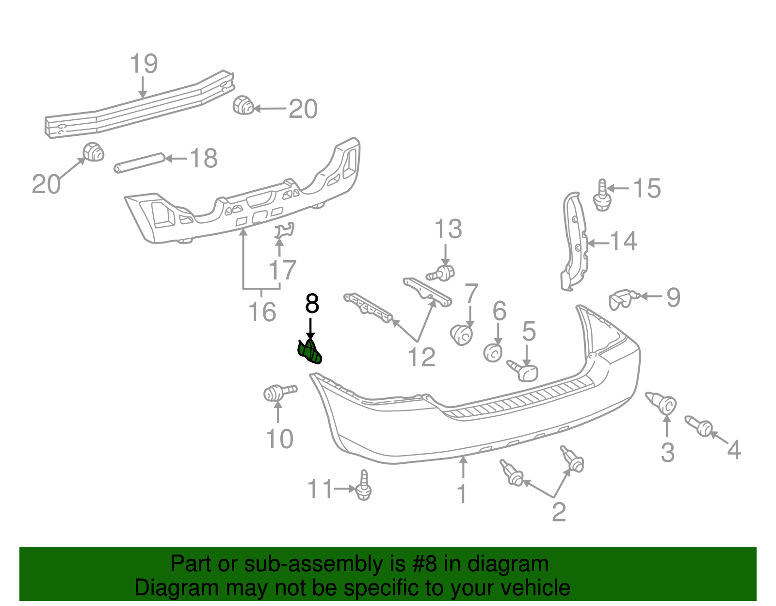 2001-2007 Toyota Highlander Side Bracket 52185-48020 | Toyota Parts Center