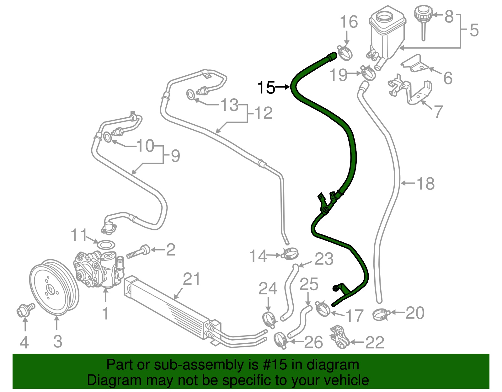 7P6-422-890-D - Power Steering Return Hose 2011-2017 Volkswagen Touareg ...