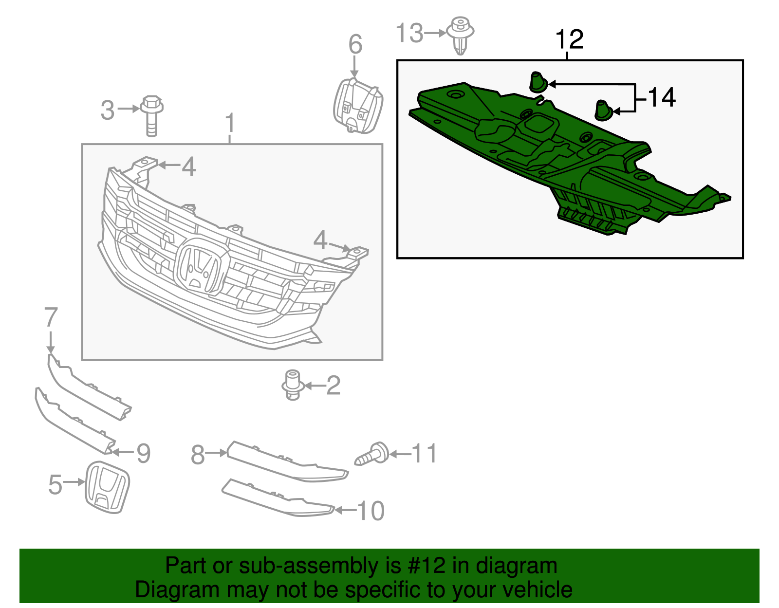 71125-TK8-A10 - 2014-2017 Honda Odyssey - Cover Front Bulkhead | All ...
