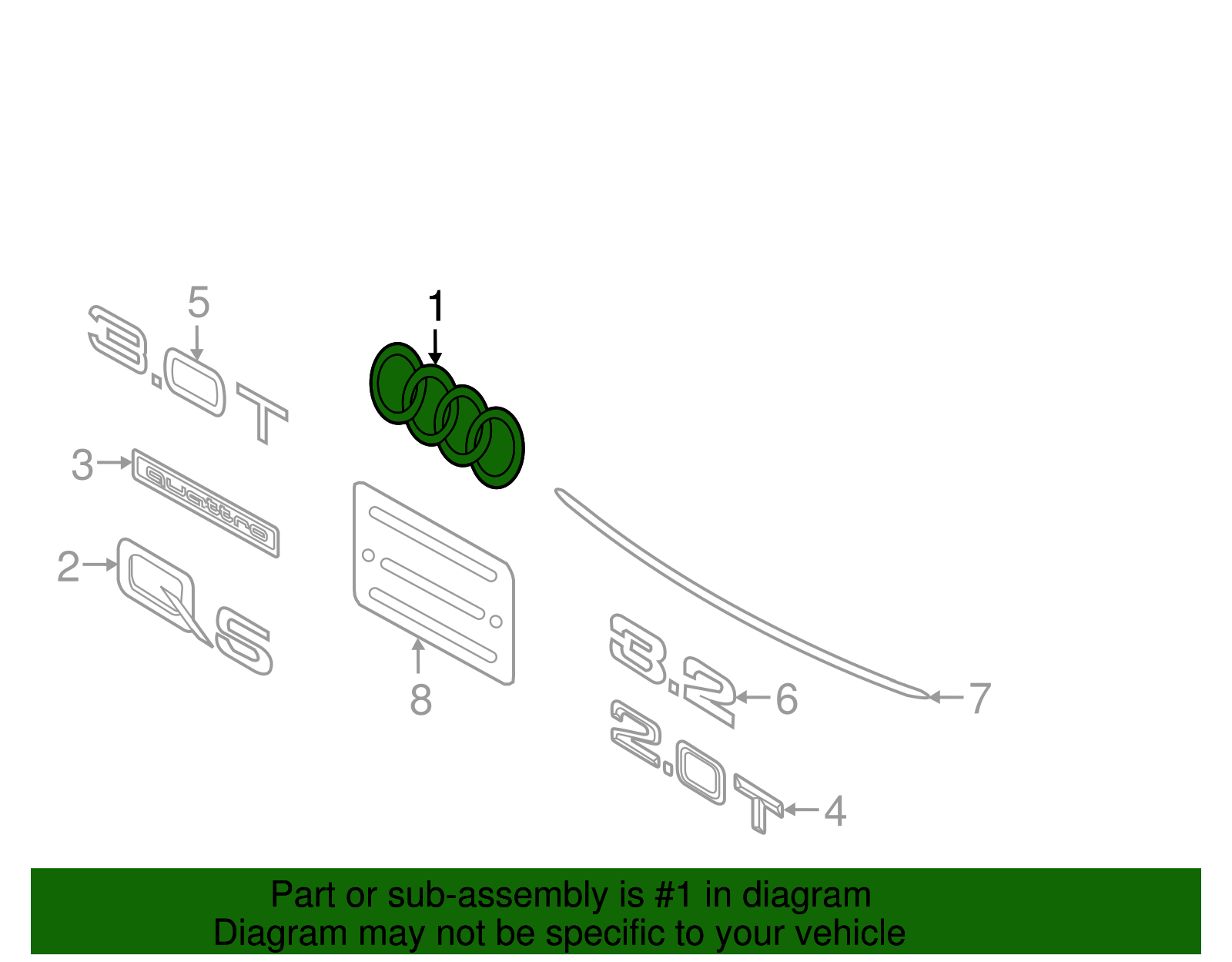 420-853-742-2ZZ - Audi Hatch Emblem 2008-2017 Audi | Performance Auto Parts