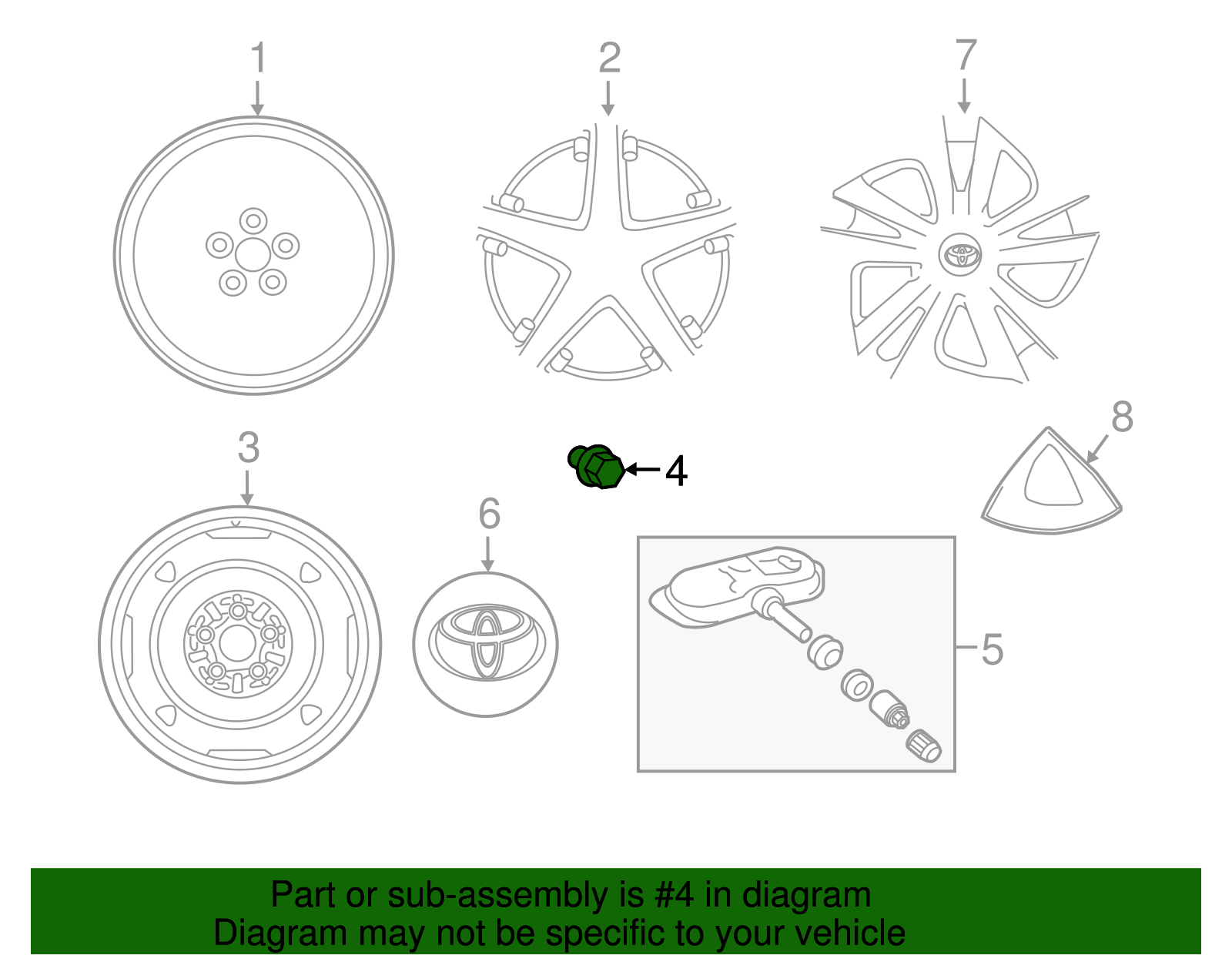 Genuine Toyota Wheel Nut part# 90942-01033 for 2009-2025 Toyota ...