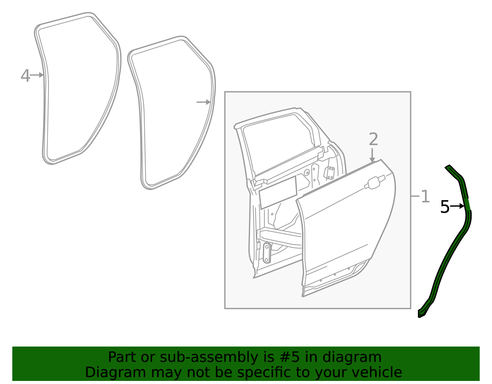 2017-2025 Cadillac XT5 Rear Driver Side Door Below Belt Rear Auxiliary ...