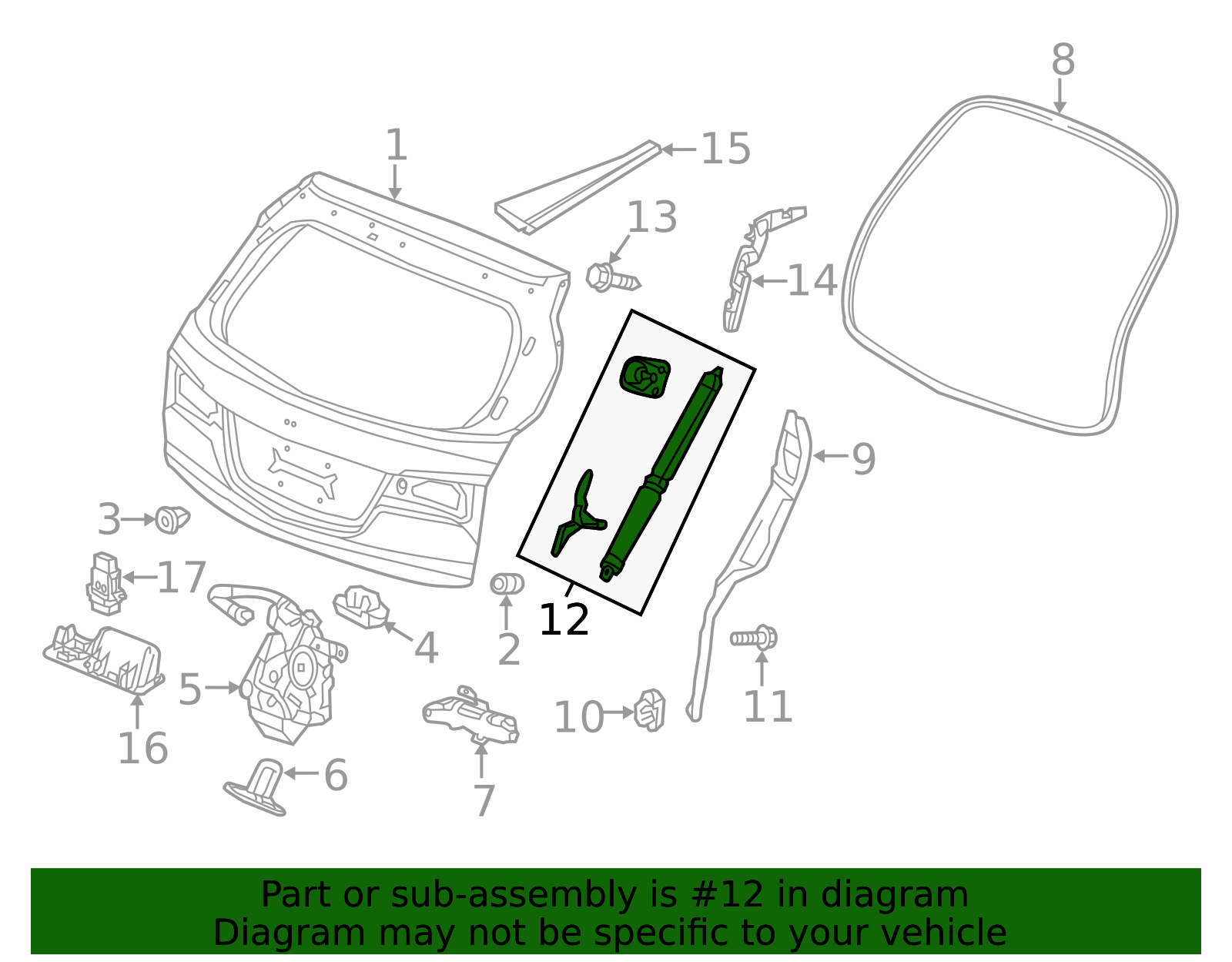 74981-TZ5-315 - 2014-2020 Acura MDX - Spring Set, Power Tailgate | All ...