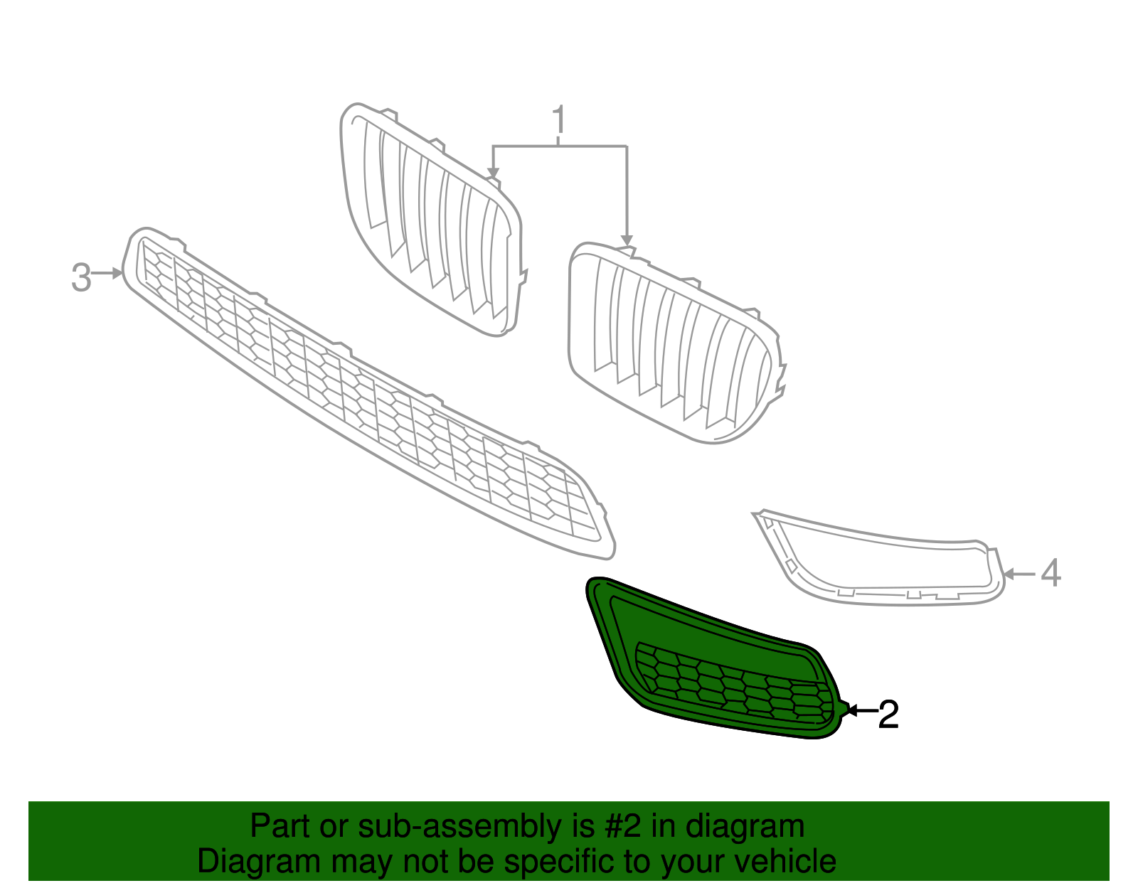 51117845542 - 2013-2015 BMW X1 Lower Grille (51-11-7-845-542) | BMW of ...