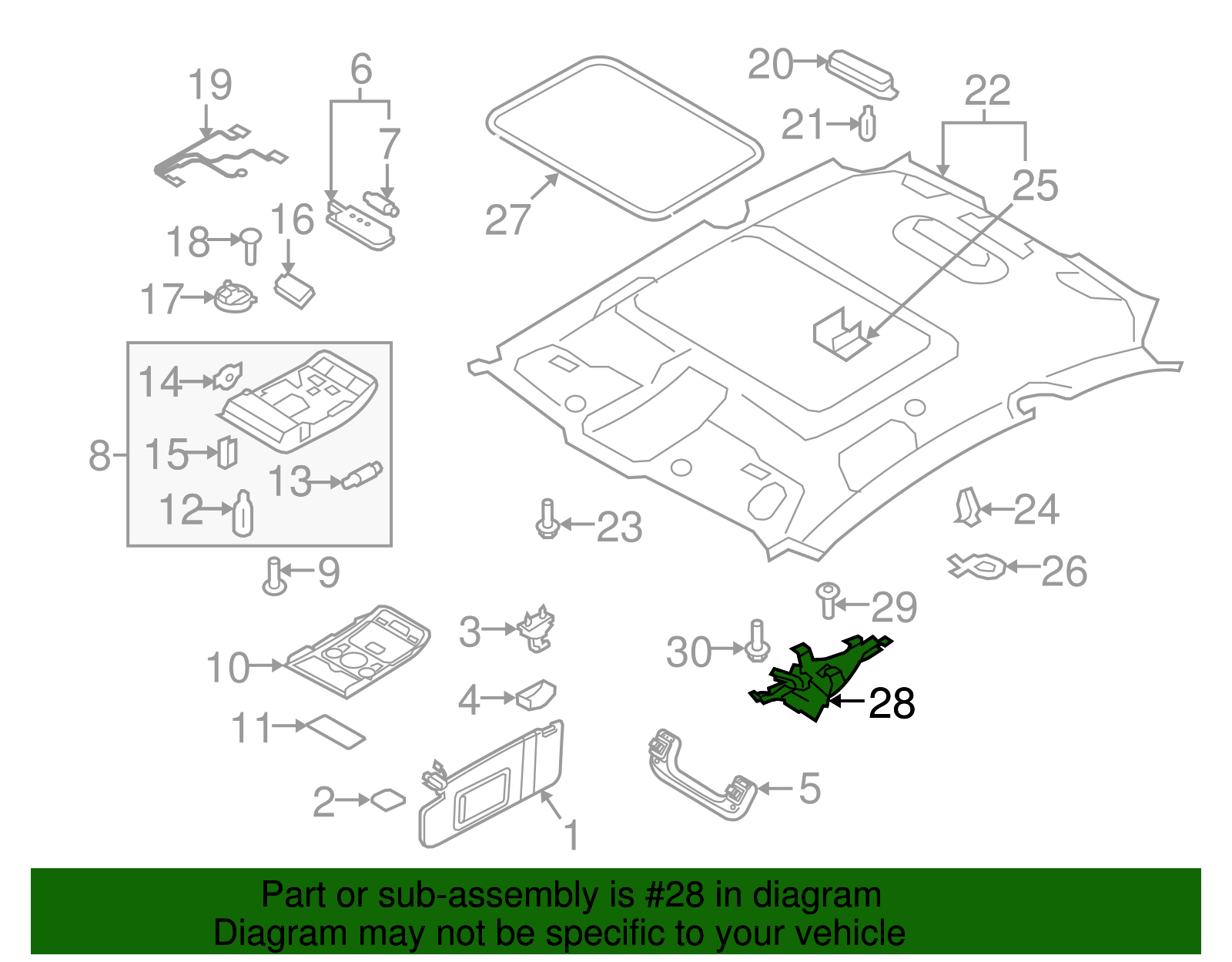 8T0-880-667-C - High-Quality Headliner Bracket for 2008-2017 Audi ...