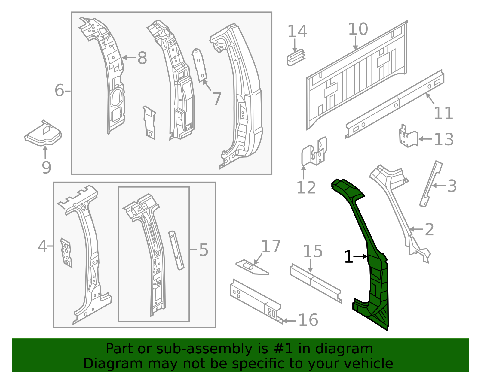 Ford Body A-Pillar Panel - Structural Side Support - Part #9C3Z-2502500 ...