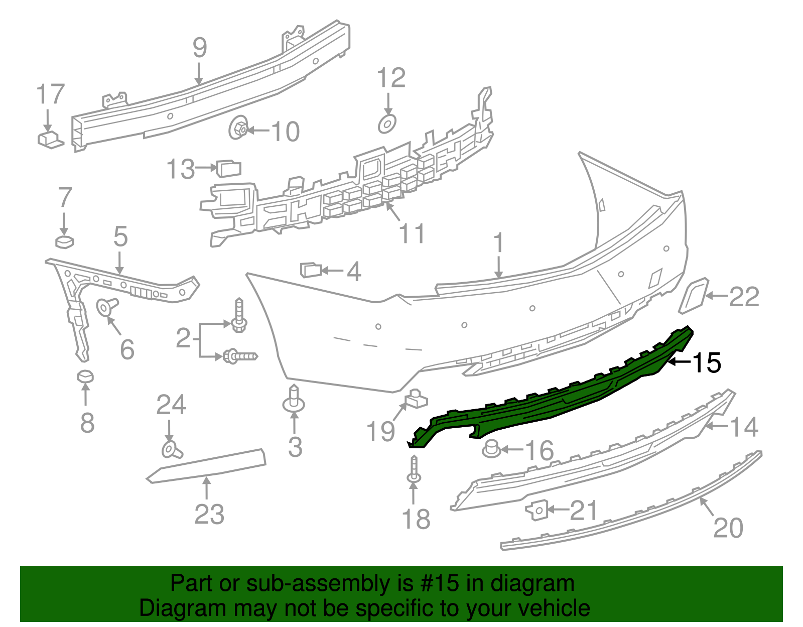 2016-2018 Cadillac CT6 Rear Bumper Valance Panel 23109669 | GM Parts Center