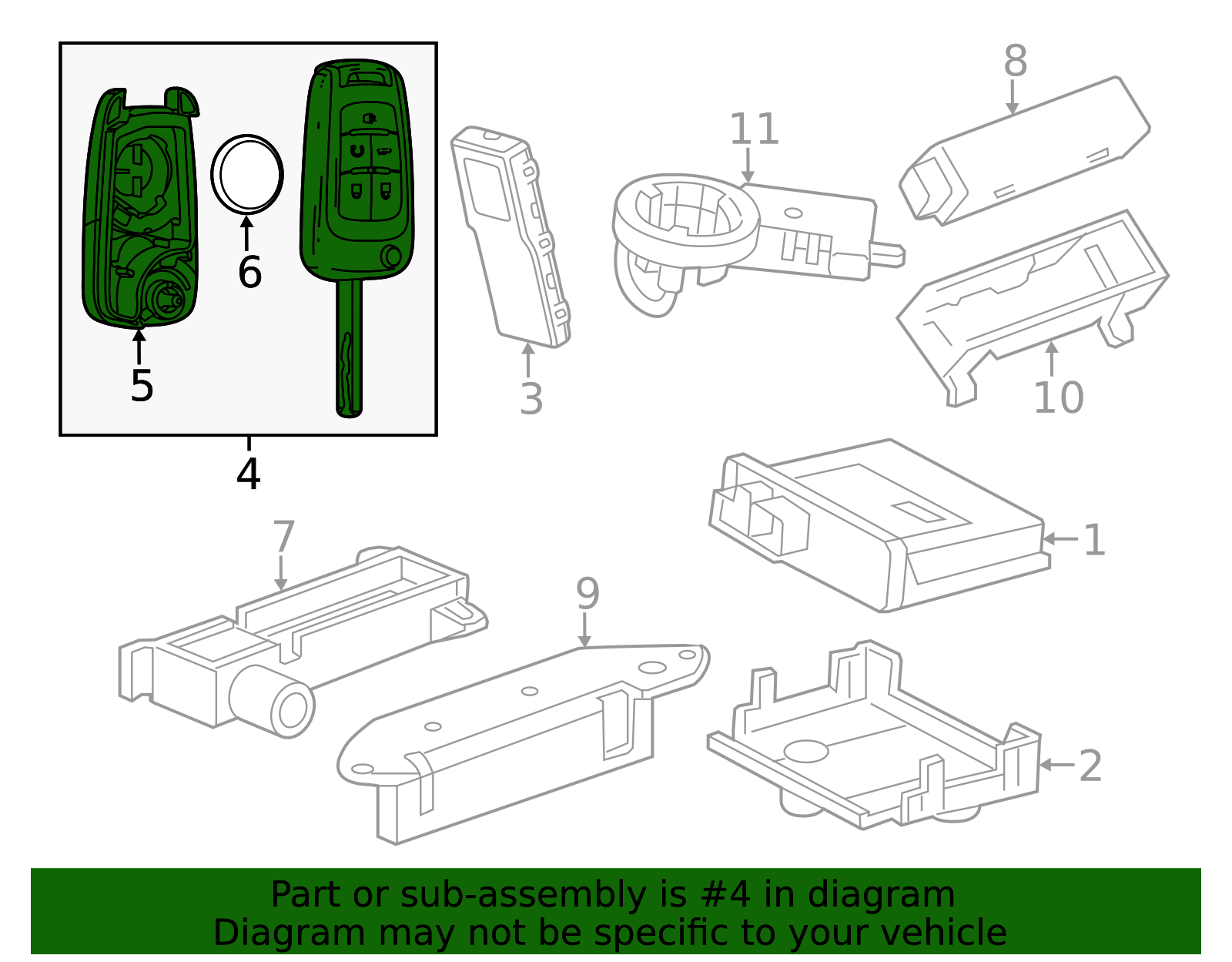 2014-2015 Chevrolet Volt Folding Door Lock and Ignition Lock Key ...