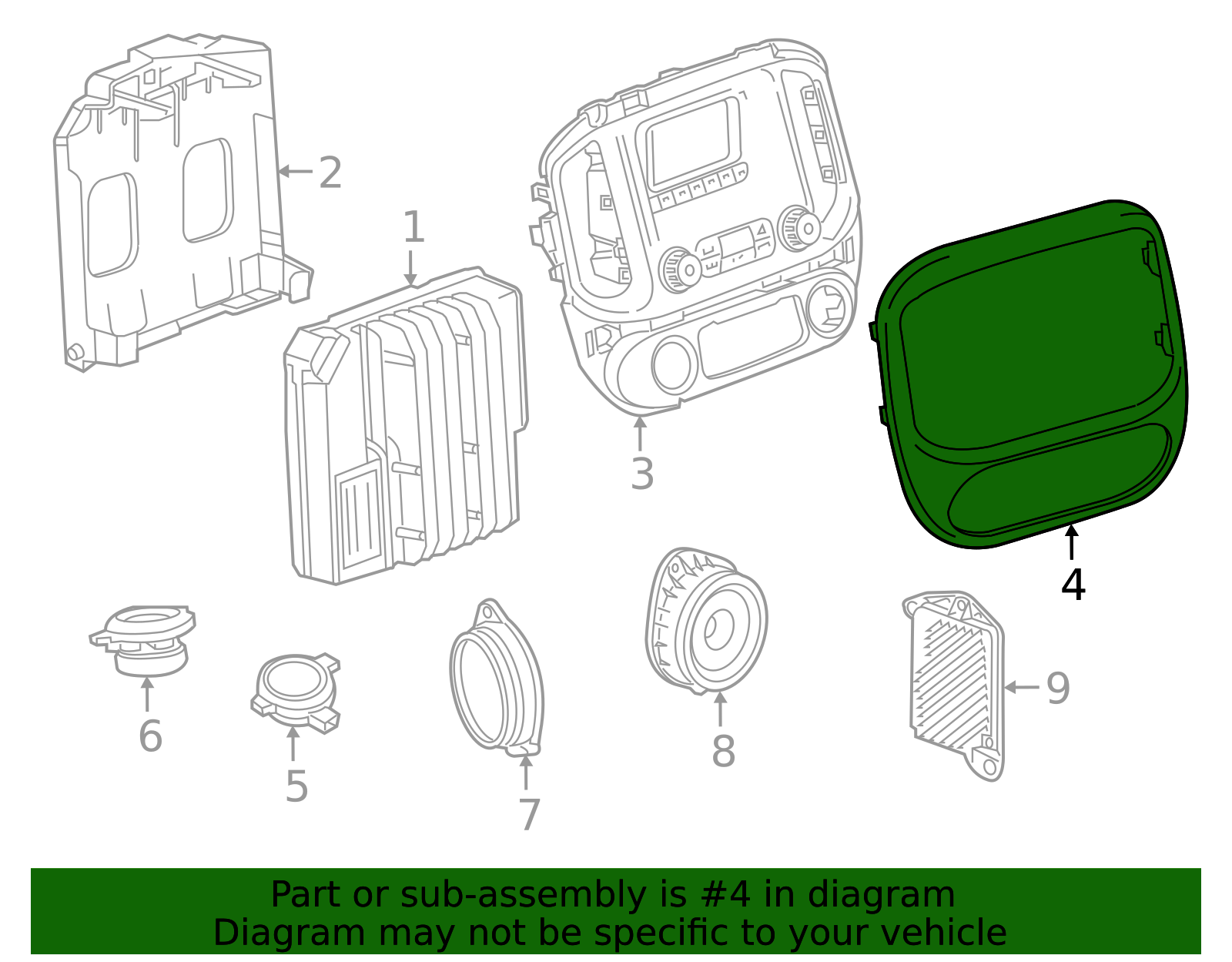 23474430 - Polar Silver Instrument Panel Accessory Center Trim Panel ...