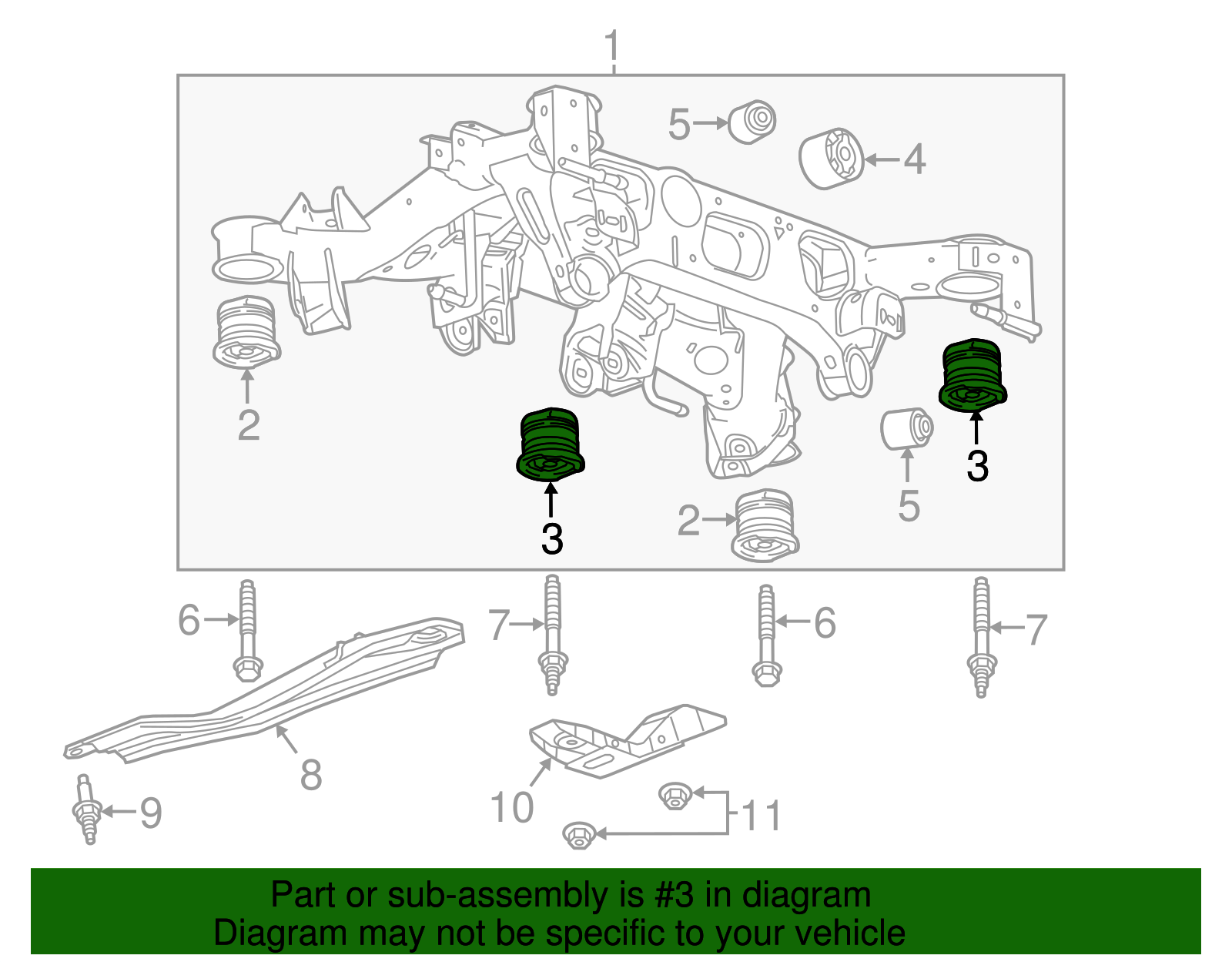 22998292 - 2016-2019 Cadillac ATS - Rear Suspension Cradle Rear Mount ...