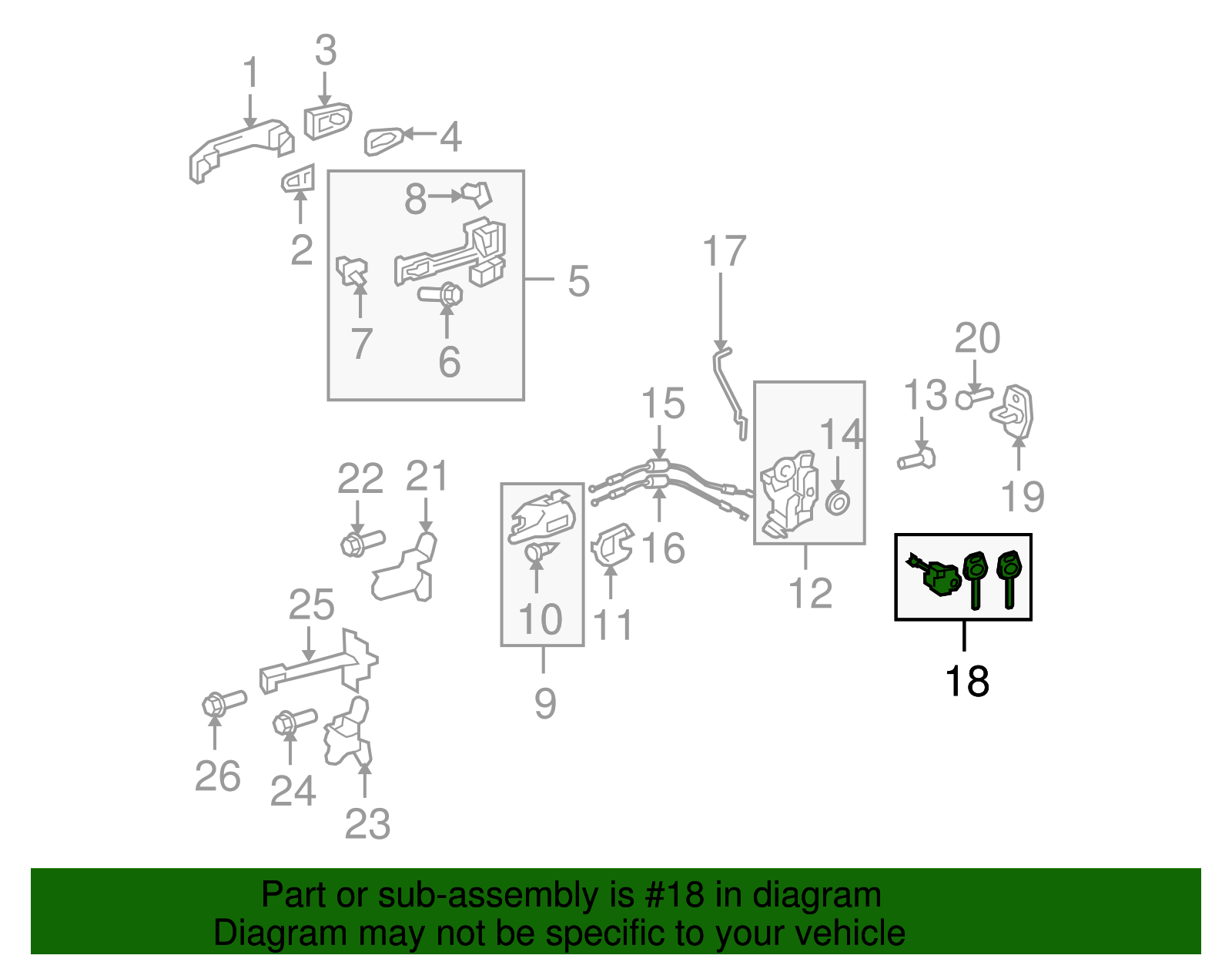 2008-2015 Scion xB Lock Cylinder 69052-12640 | Toyota Parts Center