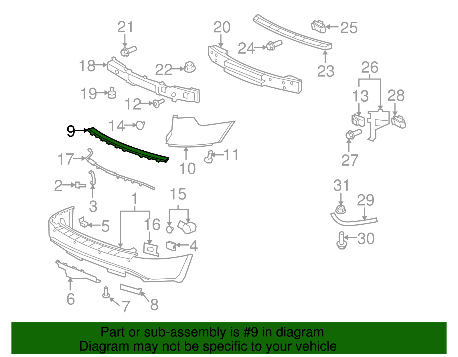 2008-2012 Buick Enclave Chrome Rear Bumper Fascia Lower Skid Plate ...