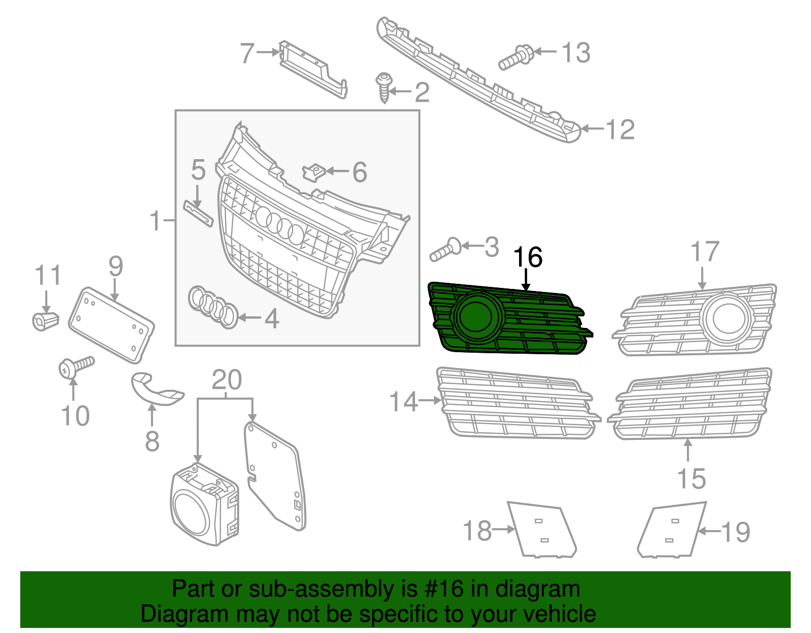 4G8-807-648-A-9B9 - Outer Grille 2012-2015 Audi A7 Quattro | Audi OEM ...
