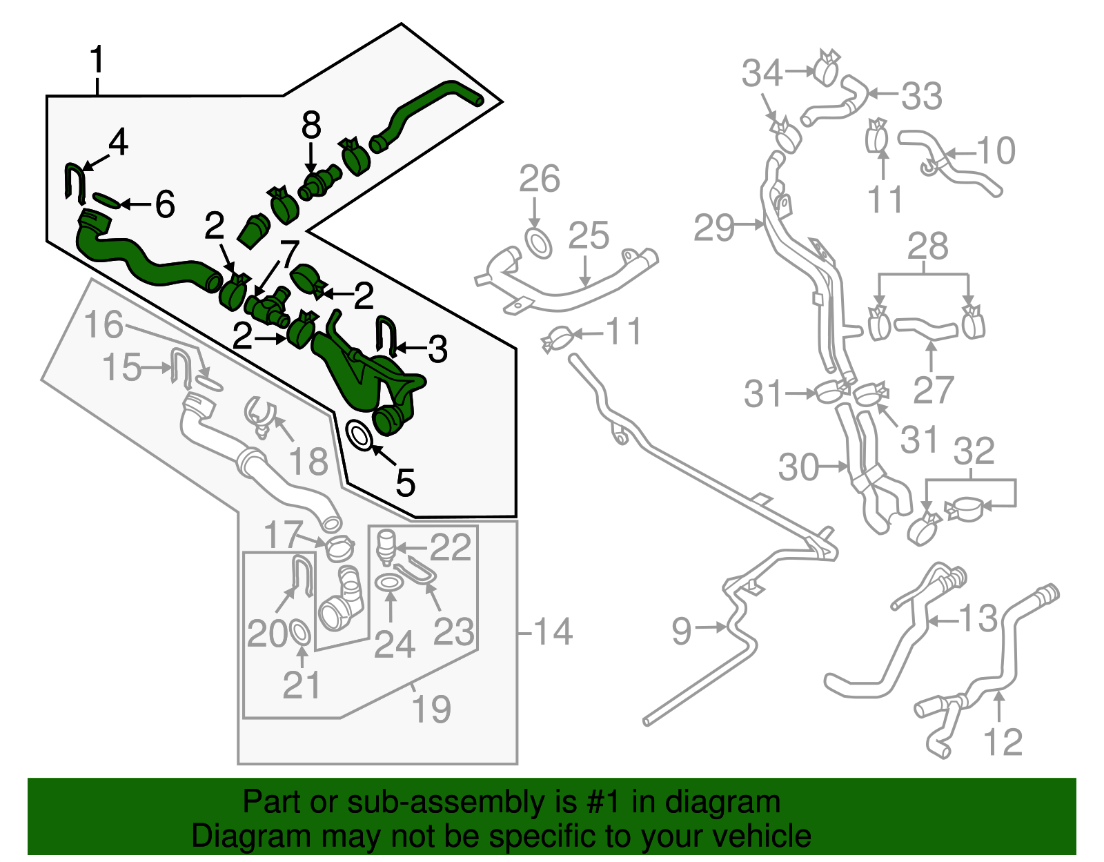 Radiator Hose 1K0-122-101-LA - Dependable OEM Engine Cooling ...