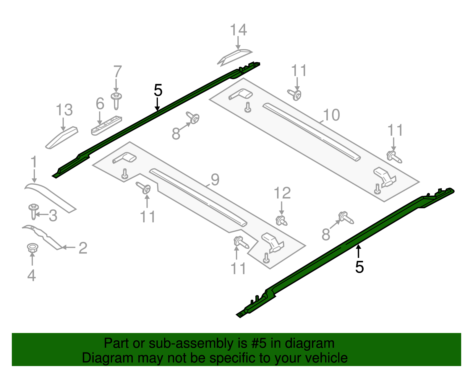 OEM Ford Roof Rail For 2018-2024 Ford - Part No. JL1Z-7855114-GA | Karl ...