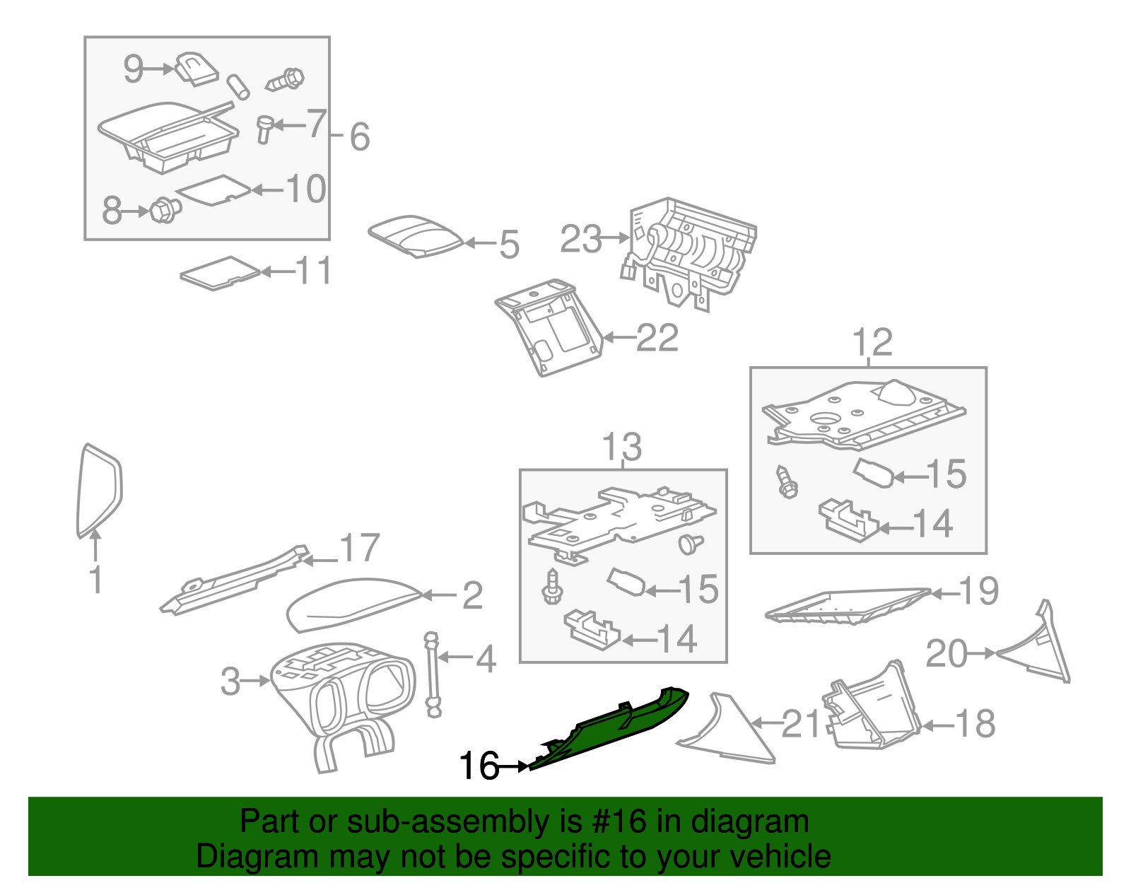 2010-2017 GM Light Titanium Instrument Panel Knee Bolster 22774197 ...