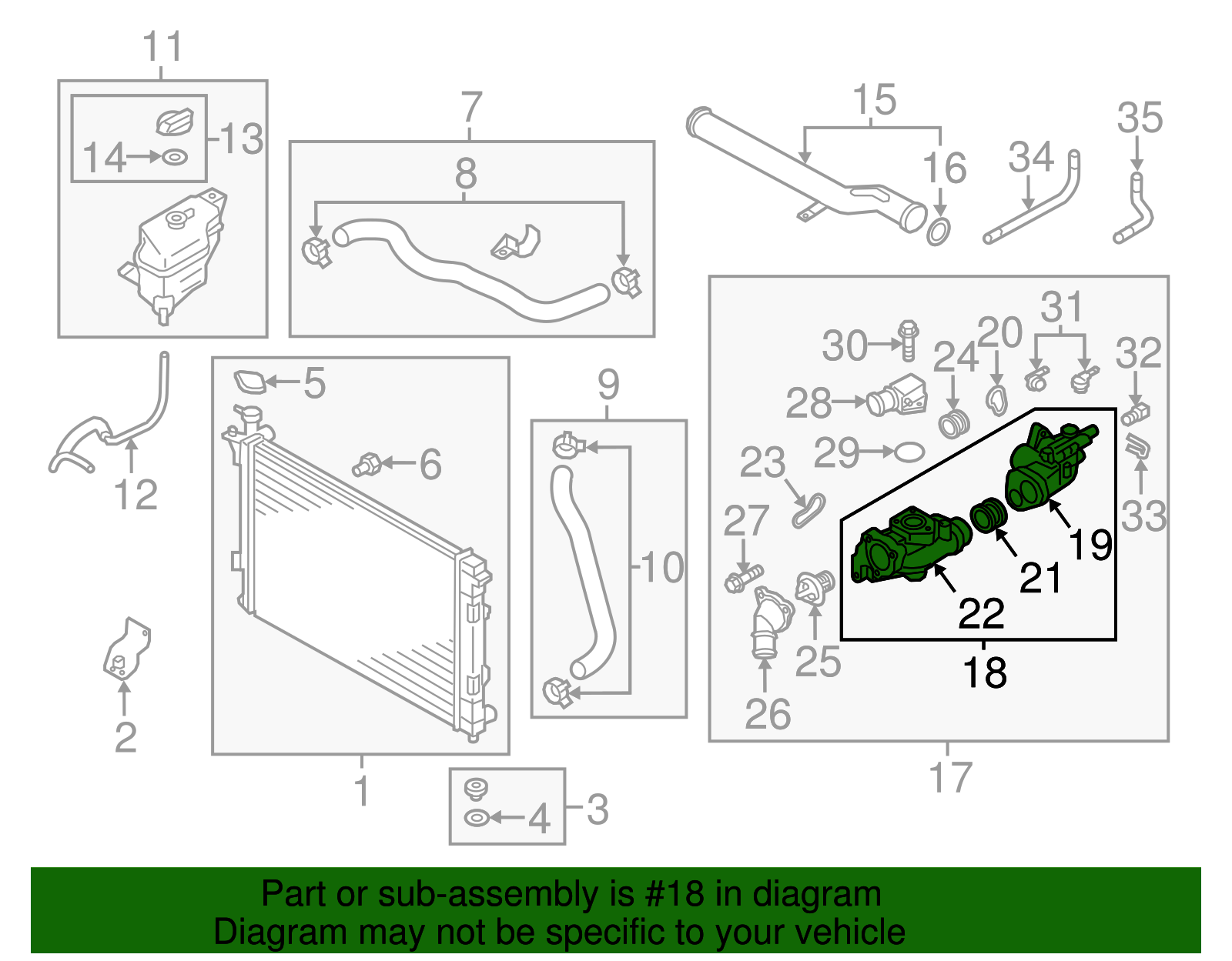 Genuine Thermostat Housing for 2010-2019 Hyundai | Part# 25620-3CAA0 ...