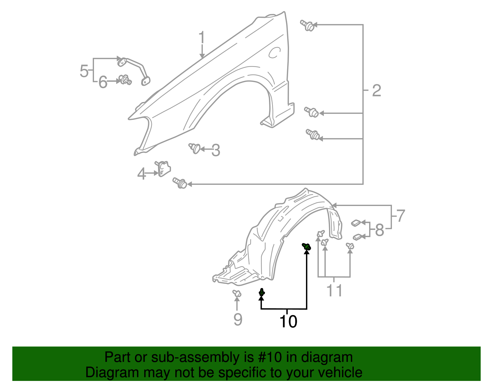 1998-2014 Subaru OEM NEW 2005-2007 Subaru Baja B9 STI Tribeca Fender ...