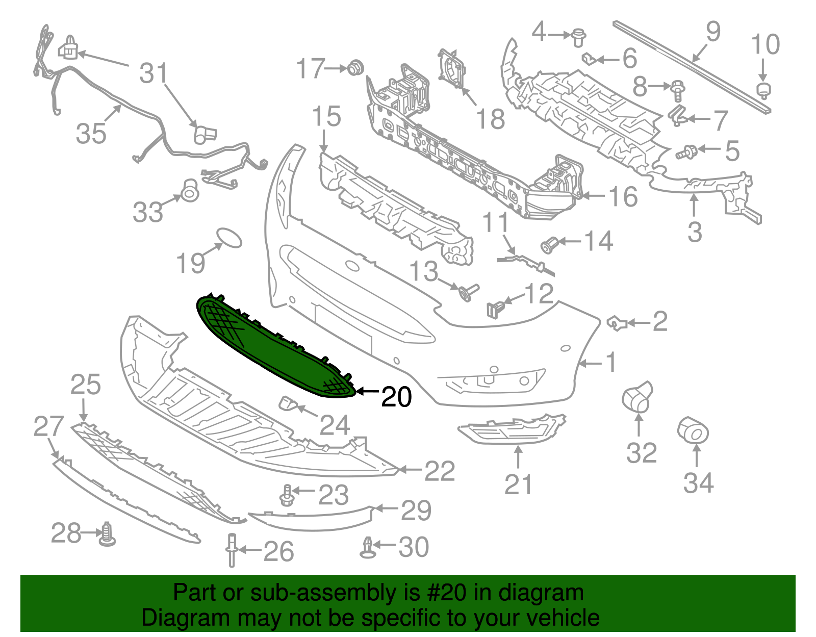 Genuine OEM Ford Part - Center Grille F1EZ-8200-B | Genuine OEM Ford ...