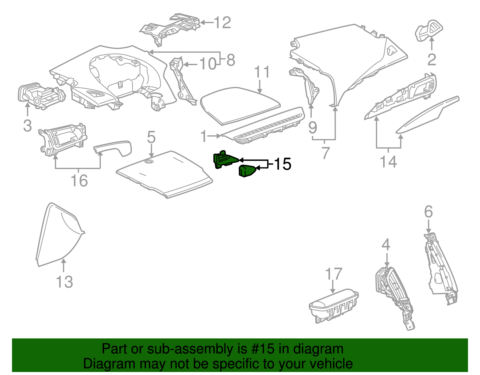 2015-2019 Cadillac ATS Morello Carbon Passenger Side Instrument Panel ...