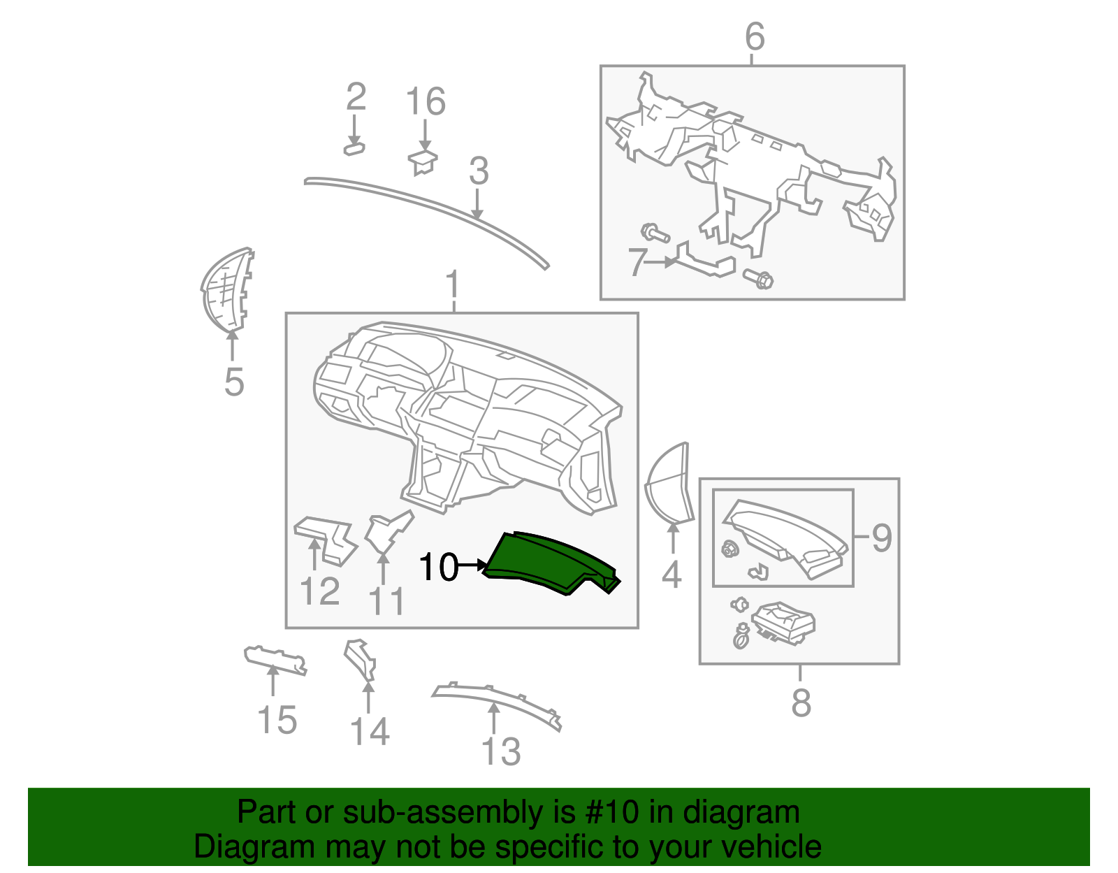 77104-TA0-A00ZB - 2008-2010 Honda Accord - Pad Passenger Middle *NH597L ...