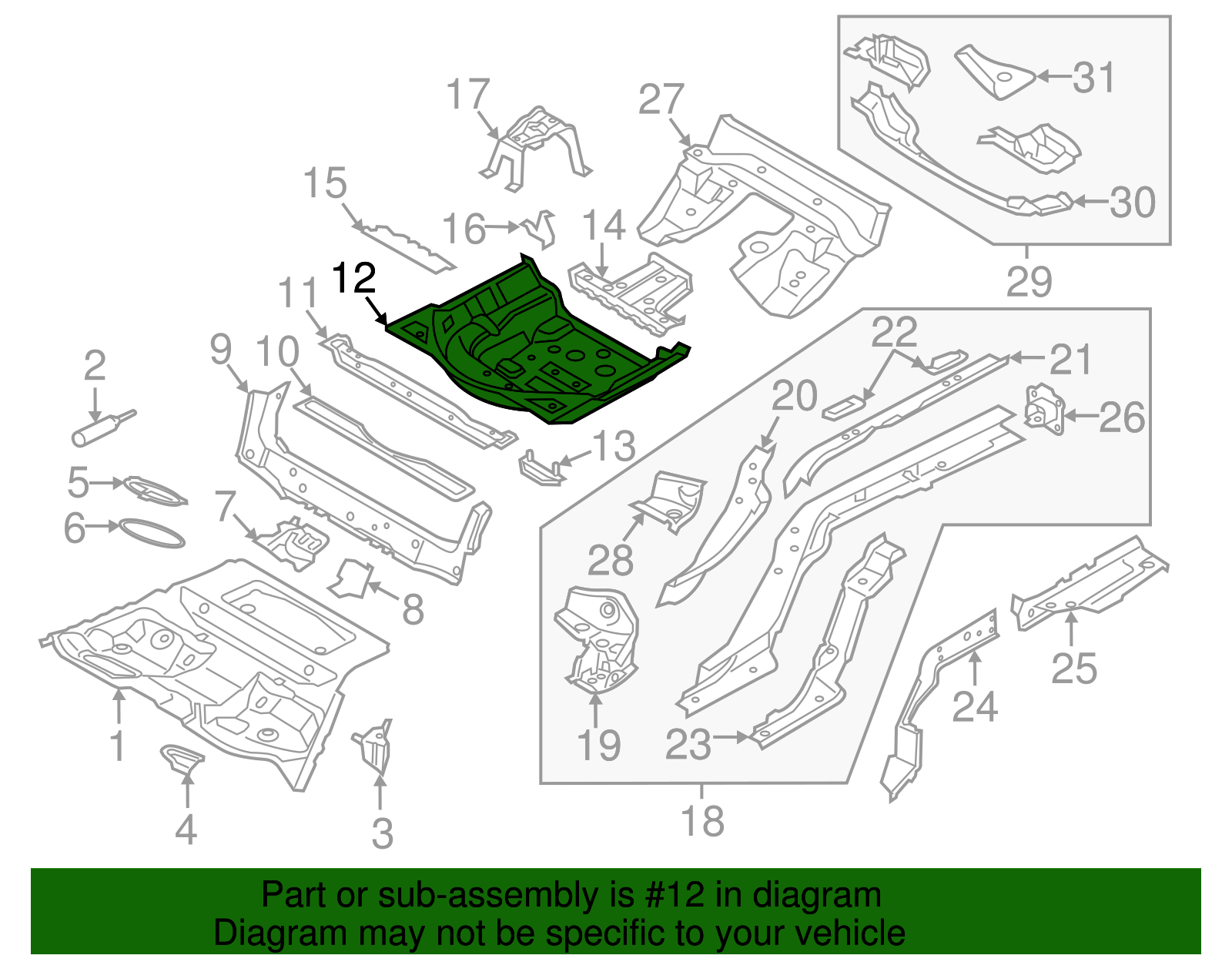 2017-2025 Audi Rear Floor Pan 8W0-802-088-C | Audi USA Parts