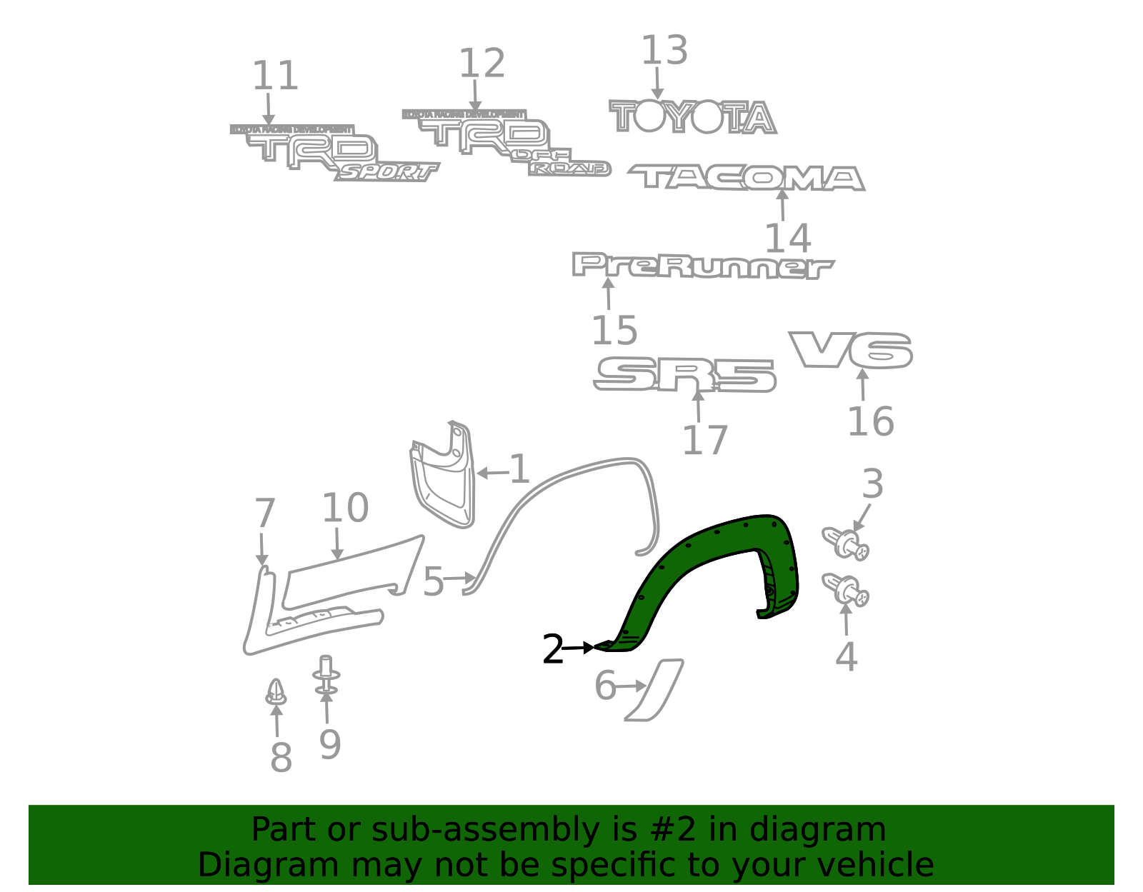 75873-04050 - Fender Flare - 2005-2015 Toyota Tacoma | Lithia Toyota Parts