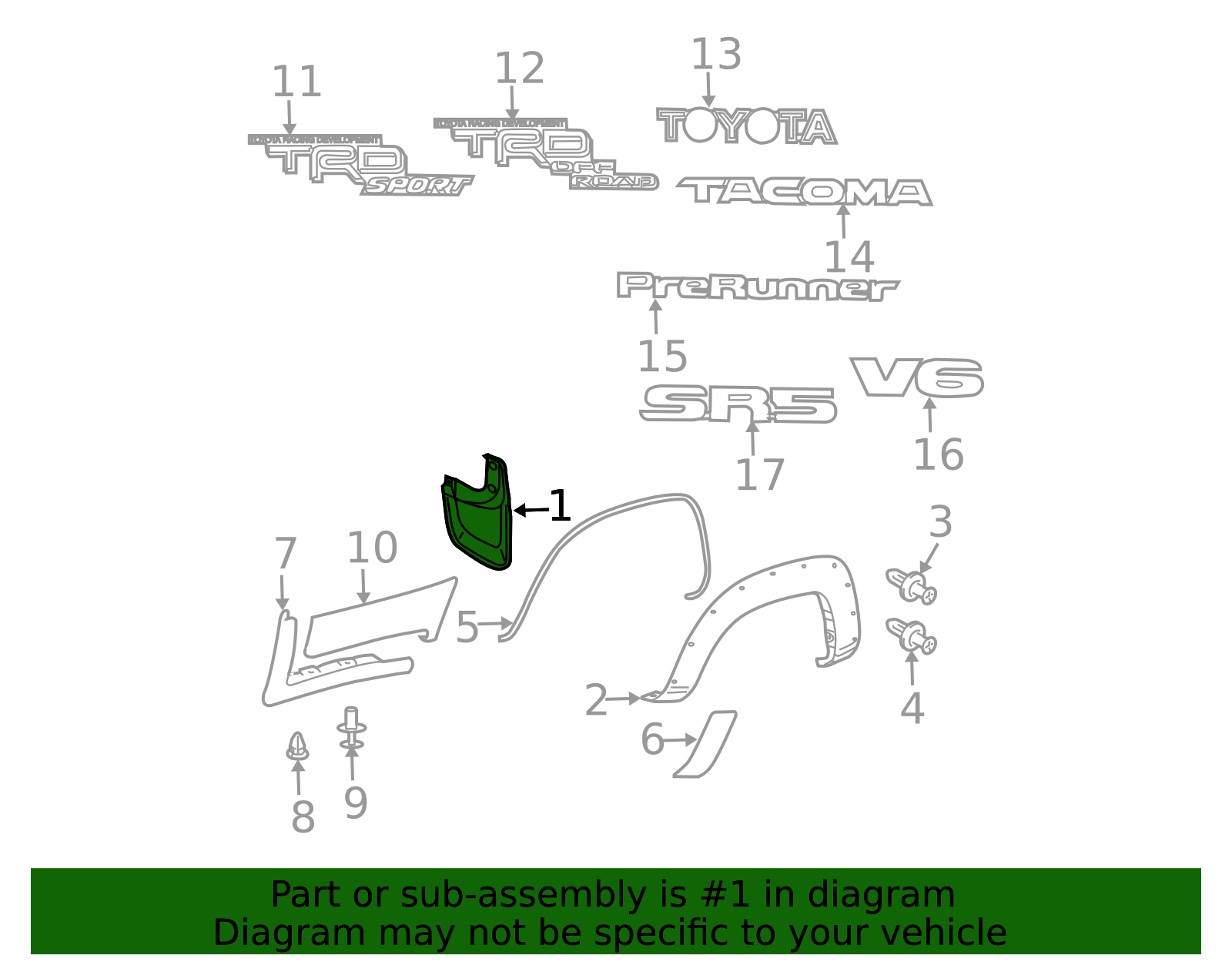 76625-04140 - Mud Guard - 2005-2014 Toyota Tacoma | Nucar Toyota of ...