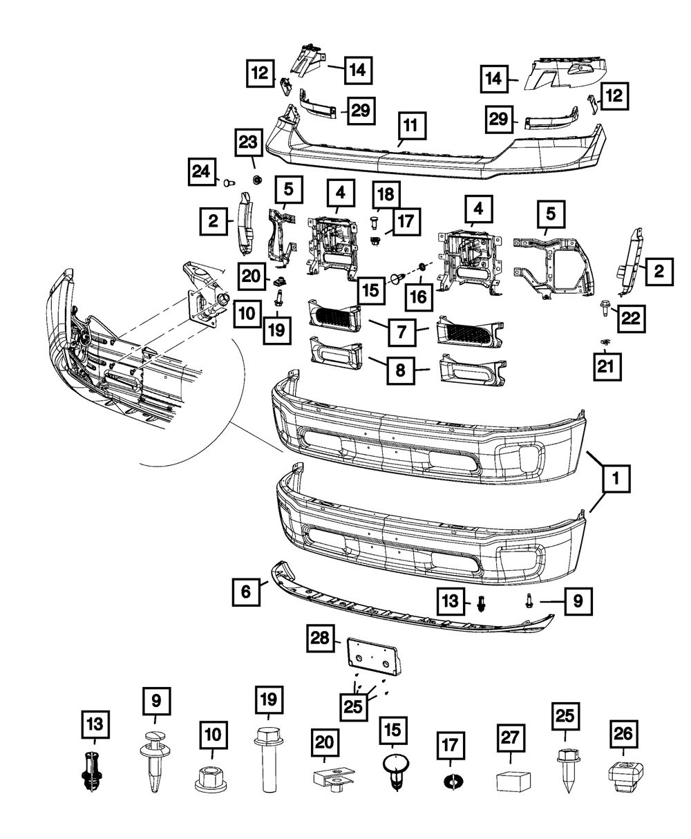 68232485AB - Bumper Bracket Kit 2013-2024 Ram | The Official Mopar eStore