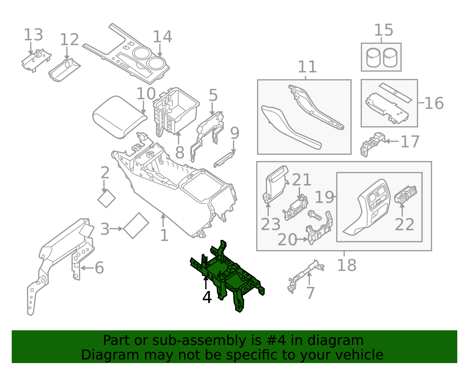 96992-3JA0A - Console Base Front Bracket 2013-2020 Nissan Pathfinder ...