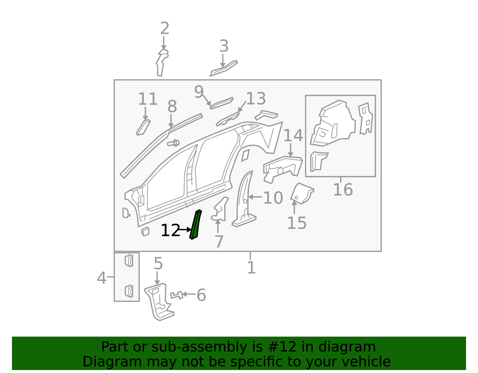 2006-2011 Cadillac DTS Passenger Side Center Pillar Outer Panel Upper ...
