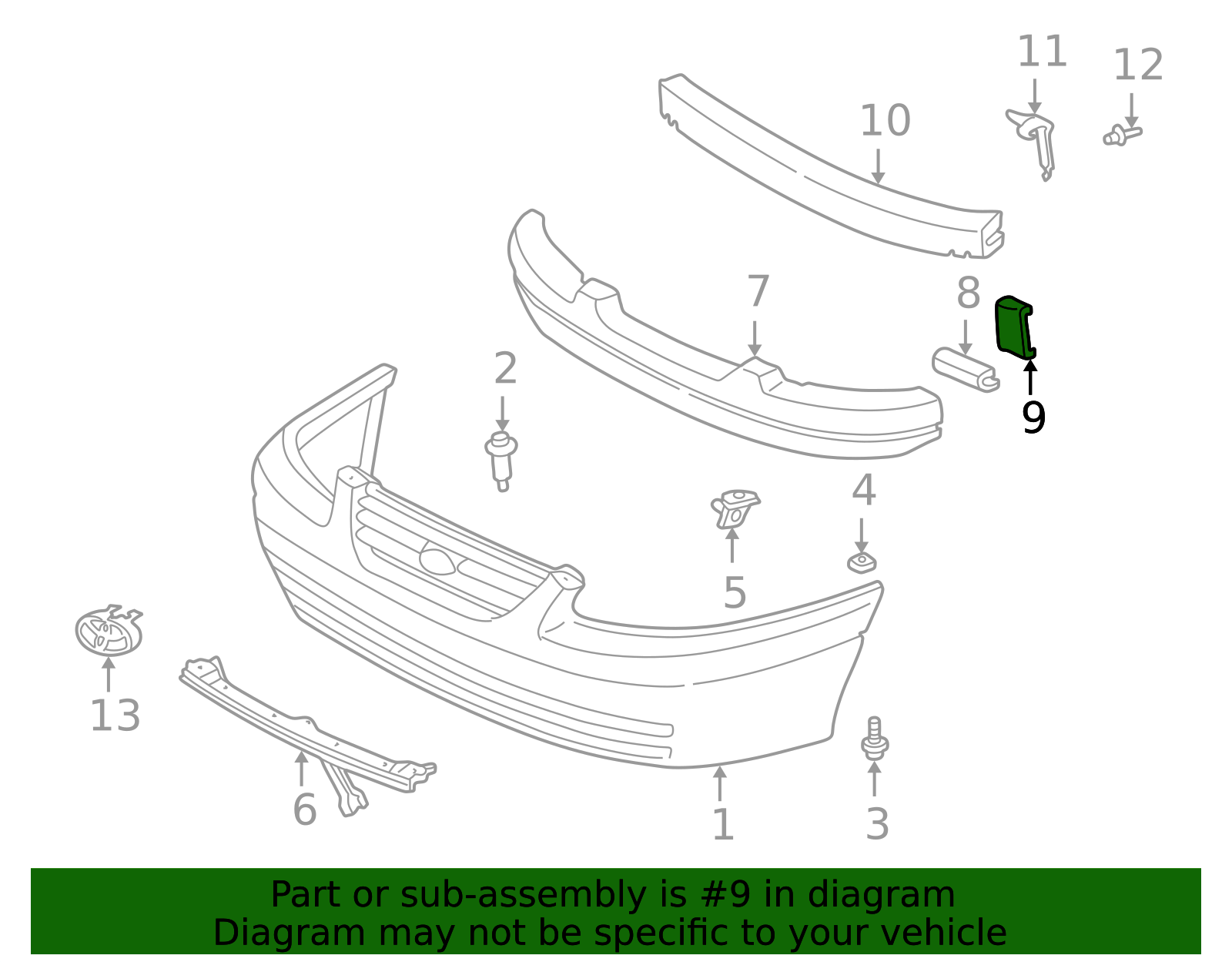 1997-1999 Toyota Camry Bumper Impact Absorber Bracket 52143-AA010 ...