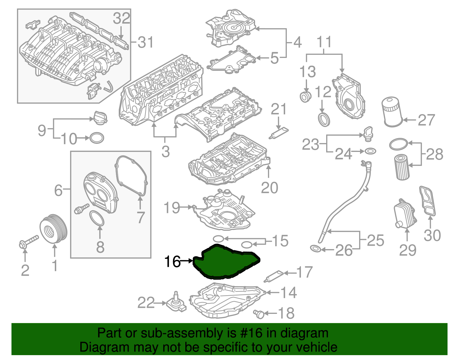 2018-2025 Volkswagen Oil Pan Gasket 06K-103-649-H | VW Direct Auto Parts