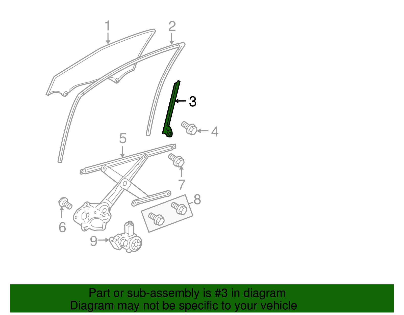 2009-2015 Toyota Venza Window Guide 67404-0T011 | Toyota Parts Center