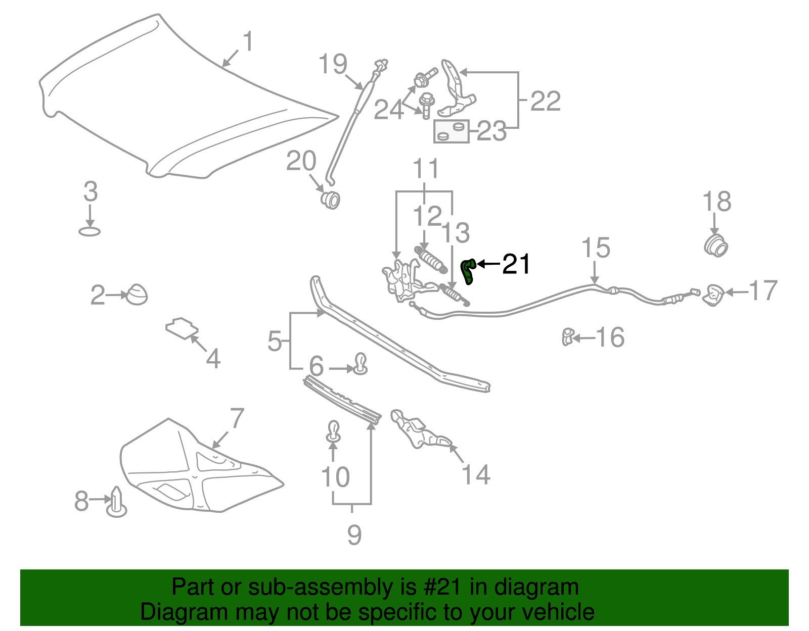 53452-48010 - Hood Prop Rod Retainer - 2001-2007 Toyota Highlander ...
