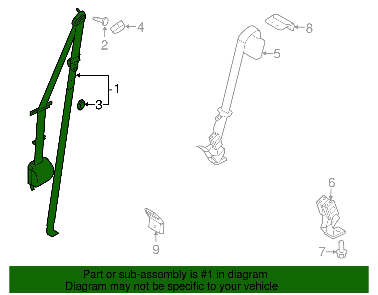 OEM Ford Lap & Shoulder Belt For 2008-2014 Ford - Part No. 9C2Z ...