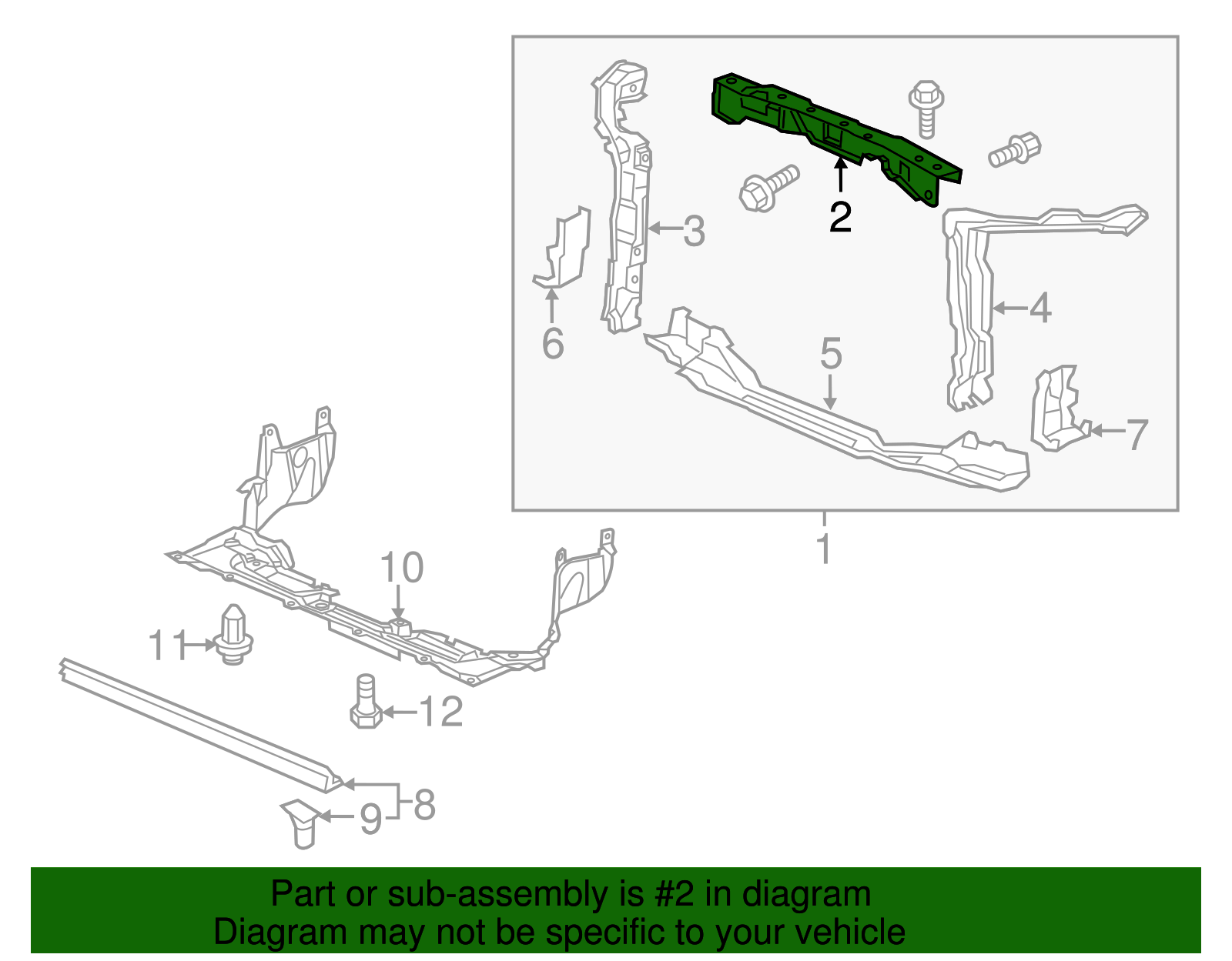 OEM 2012-2015 Honda Civic Upper Tie Bar 04602-TR3-A01ZZ | Honda ...