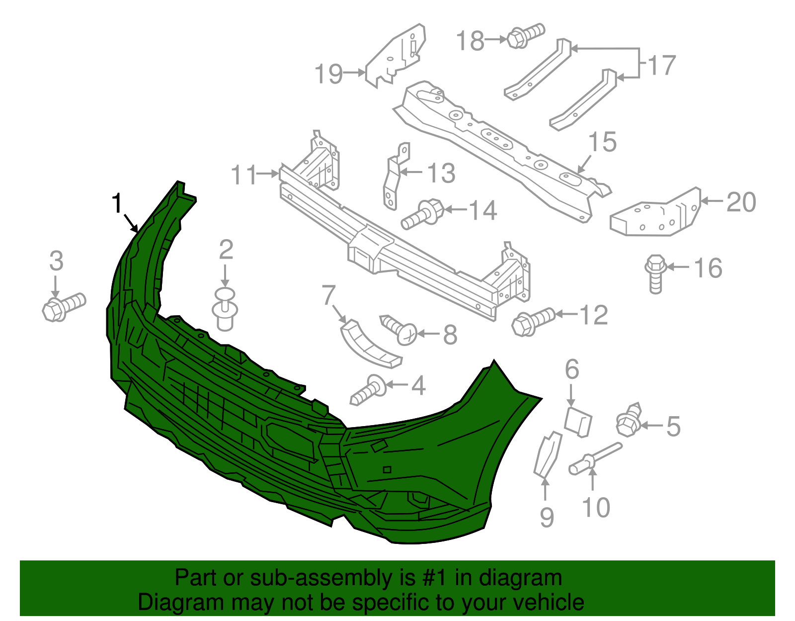 62022W730P - Face, Front Bumper, Flare 2016-2020 Mitsubishi Outlander ...
