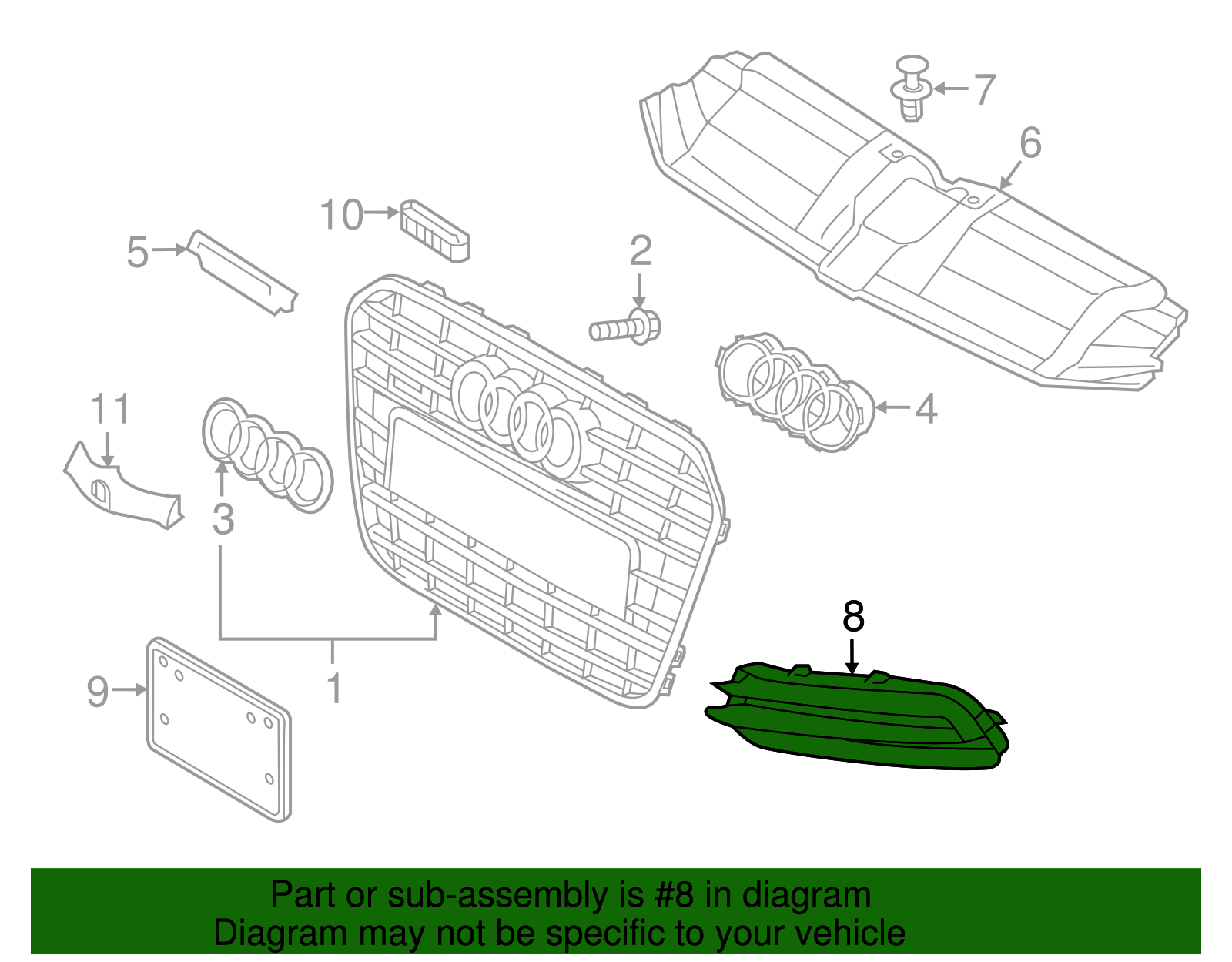 4G0-807-648-T94 - Outer Grille 2016 Audi A6 | Audi OEM Parts Guy