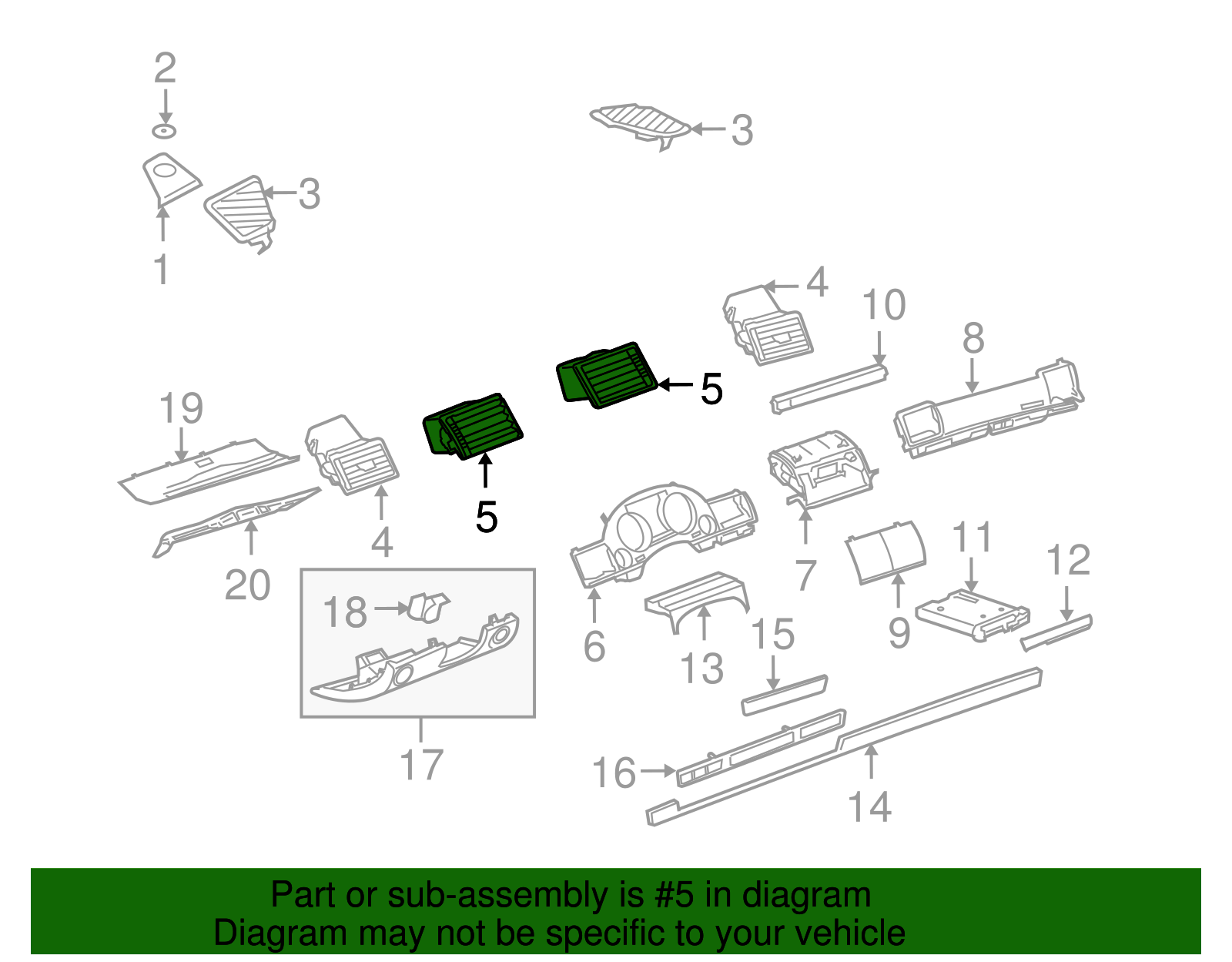 4E0-820-951-J-3Q7 - Center Grille 2004-2010 Audi | Audi OEM Parts Guy