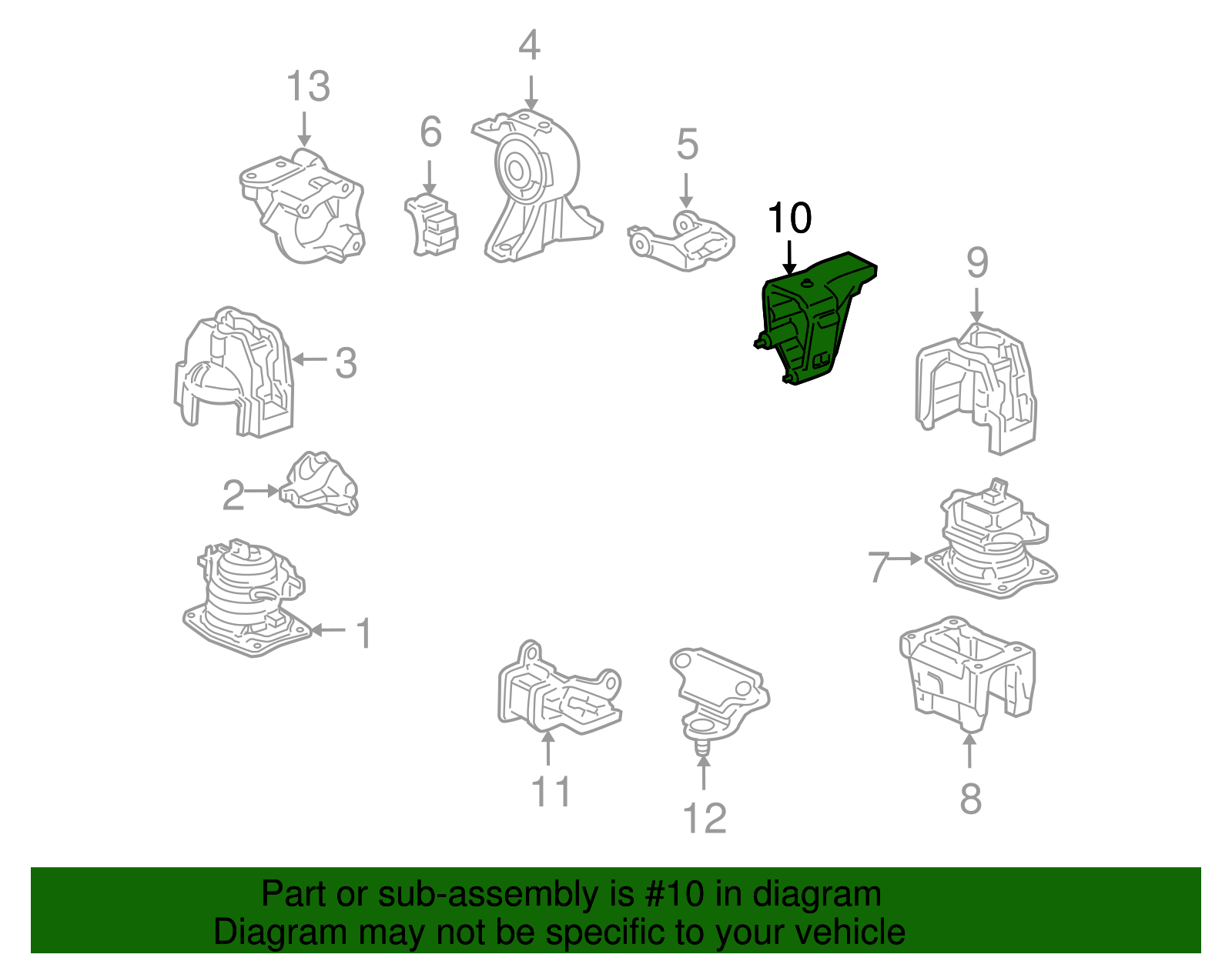 50610-SHJ-A60 - 2008-2010 Honda Odyssey - Bracket Rear Engine Mounting ...