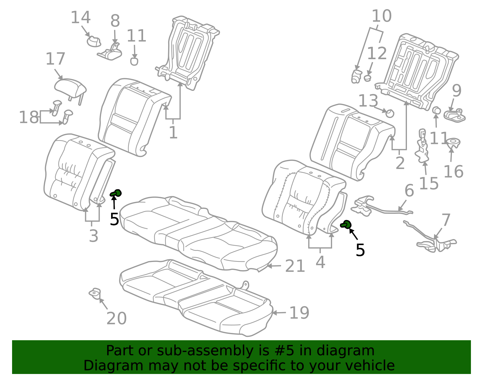 90667-SA7-003YW - Seat Back Cushion Cover Clip 1995-2007 Honda | Honda ...