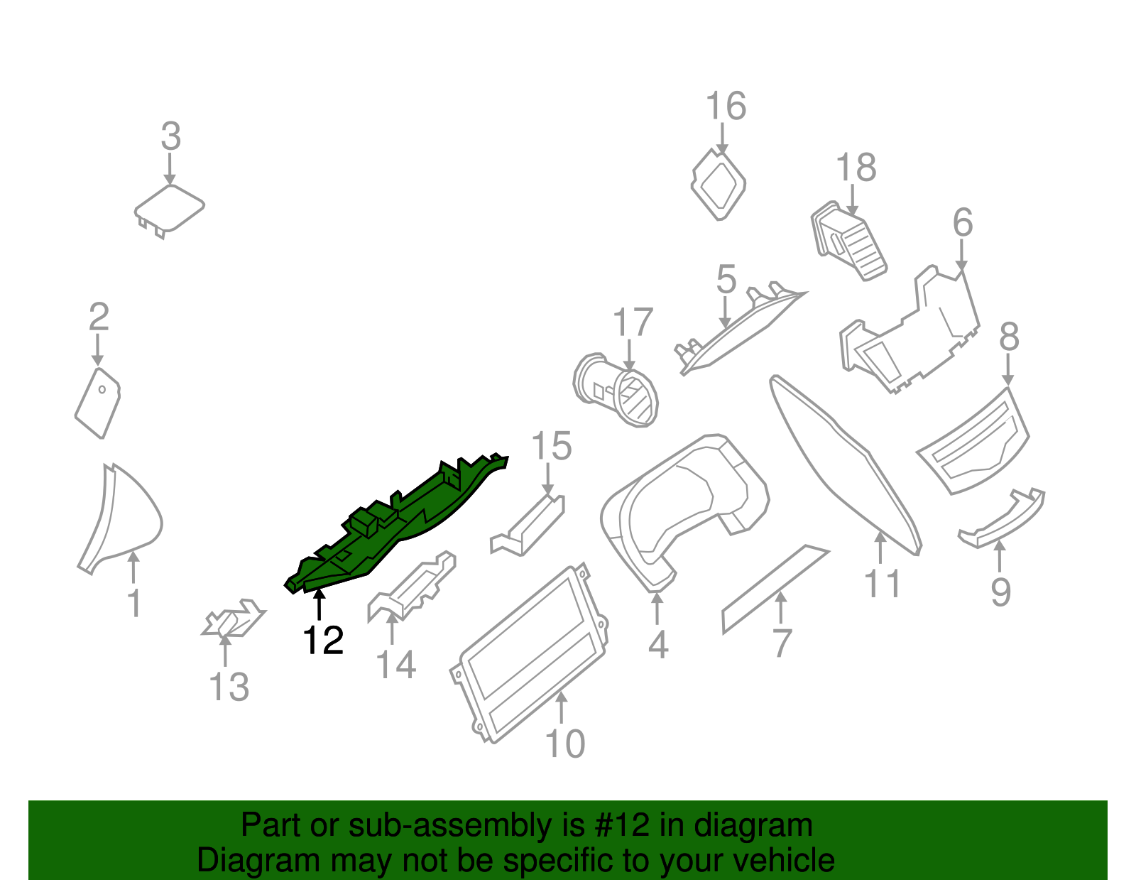 68106-9NB1A - 2013 Nissan Pathfinder - Knee Bolster | Anicra Nissan Parts